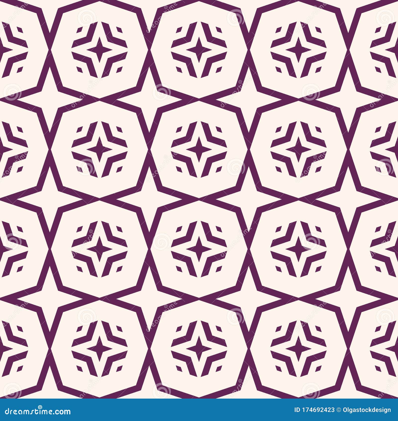 Vector Geometric Seamless Pattern. Texture with Grid, Stars, Diamonds ...