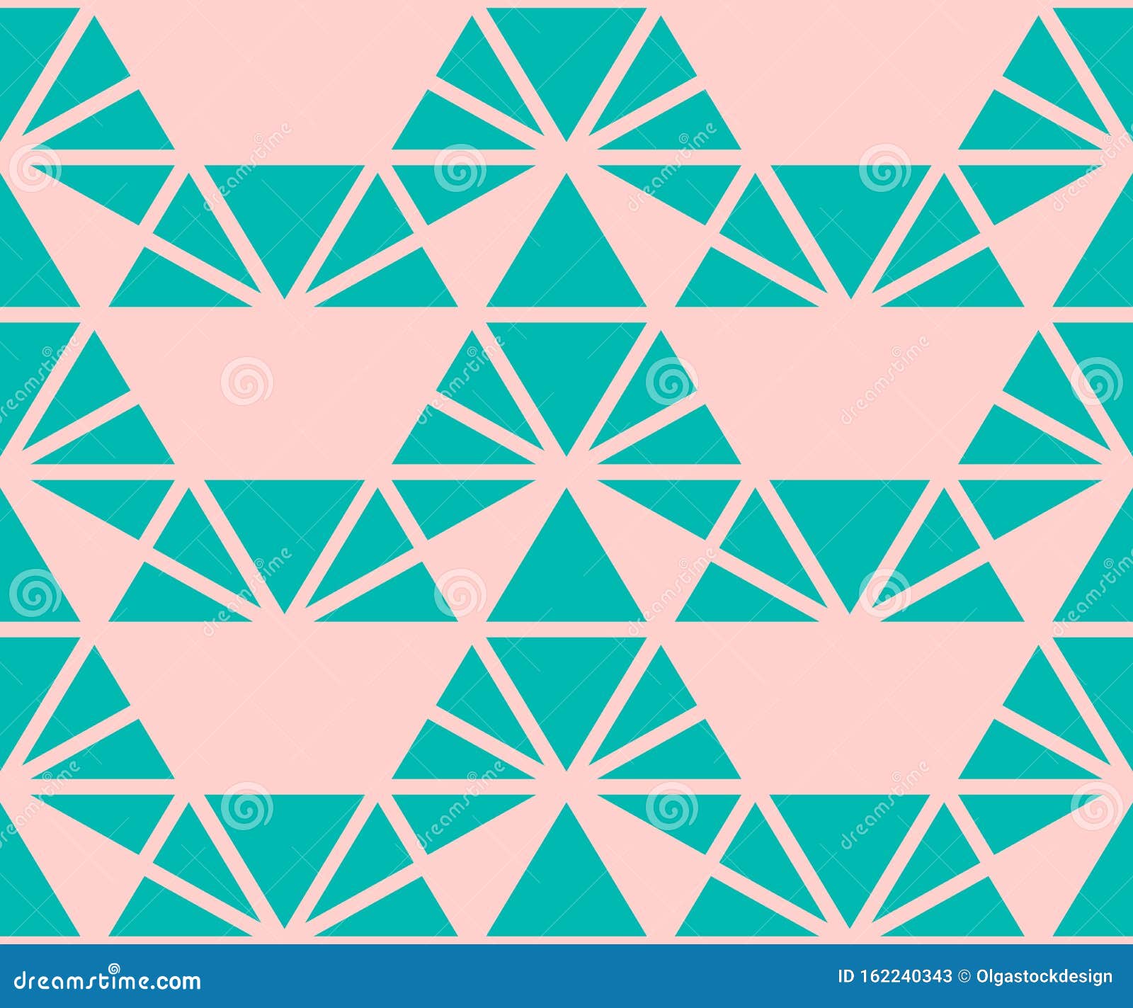 Vector Geometric Seamless Pattern with Triangles, Grid. Pink and Turquoise Stock Vector ...