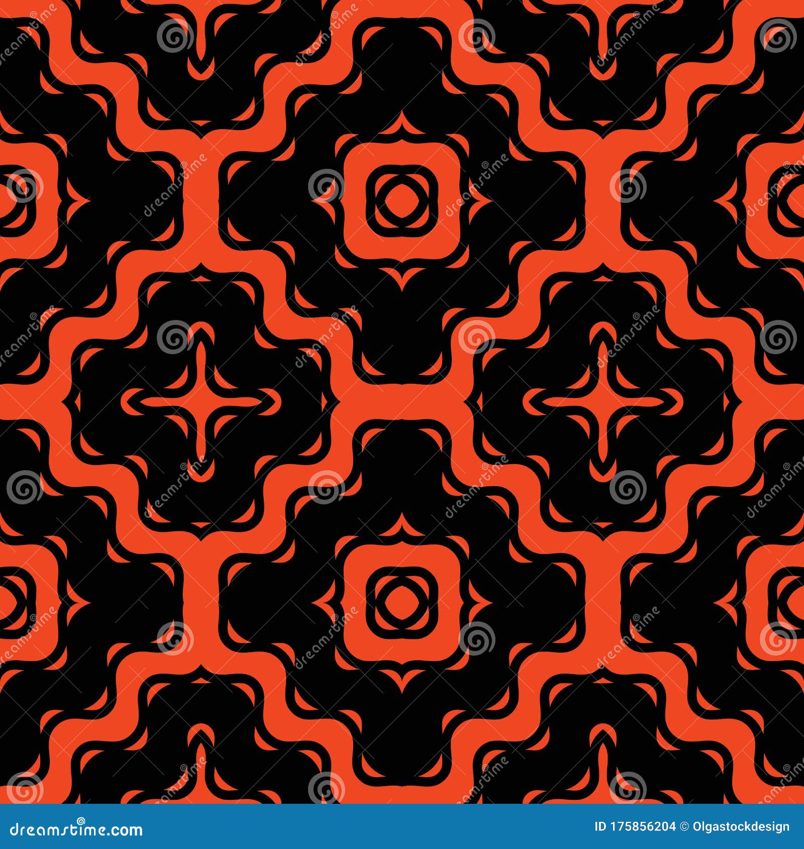 Vector Geometric Seamless Pattern with Wavy Shapes, Crosses. Orange and ...