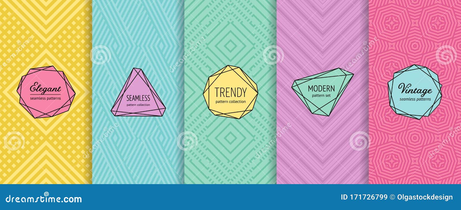 Vector Geometric Seamless Patterns. Set of Simple Linear Background ...