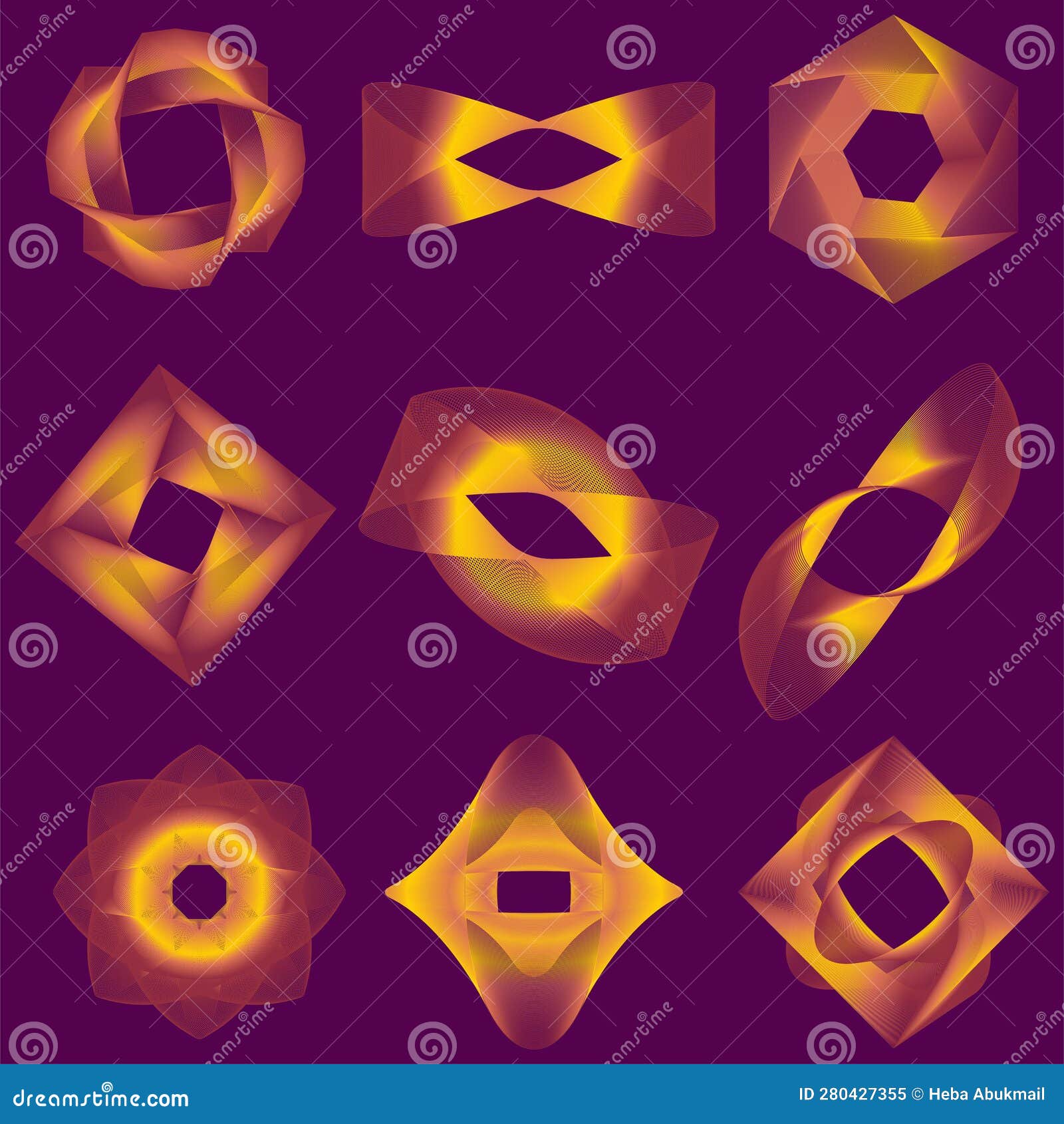 Set of Nine Abstract Vector Geometric Shapes Stock Illustration ...