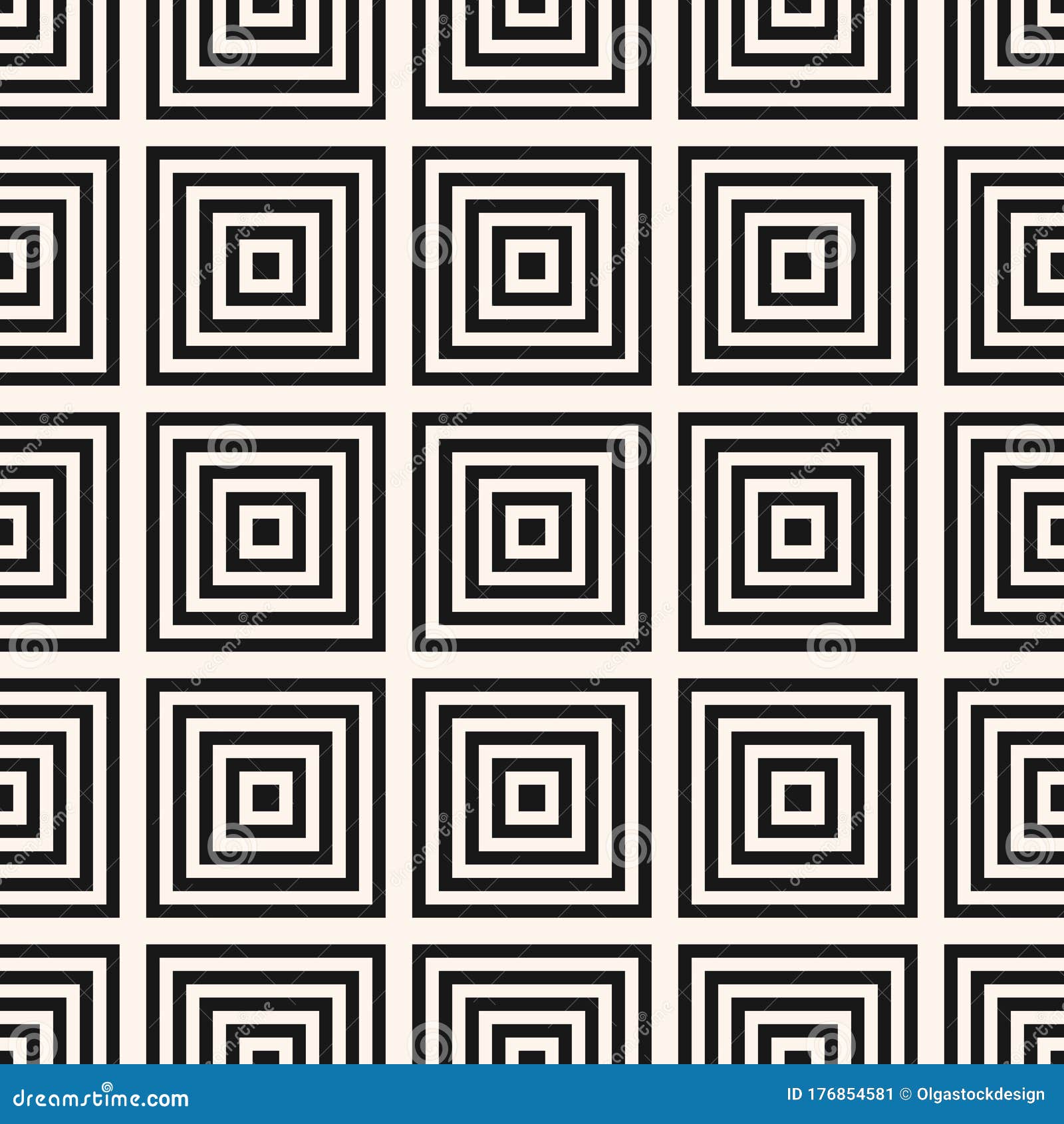 Vector Geometric Squares Seamless Pattern. Simple Black and White ...