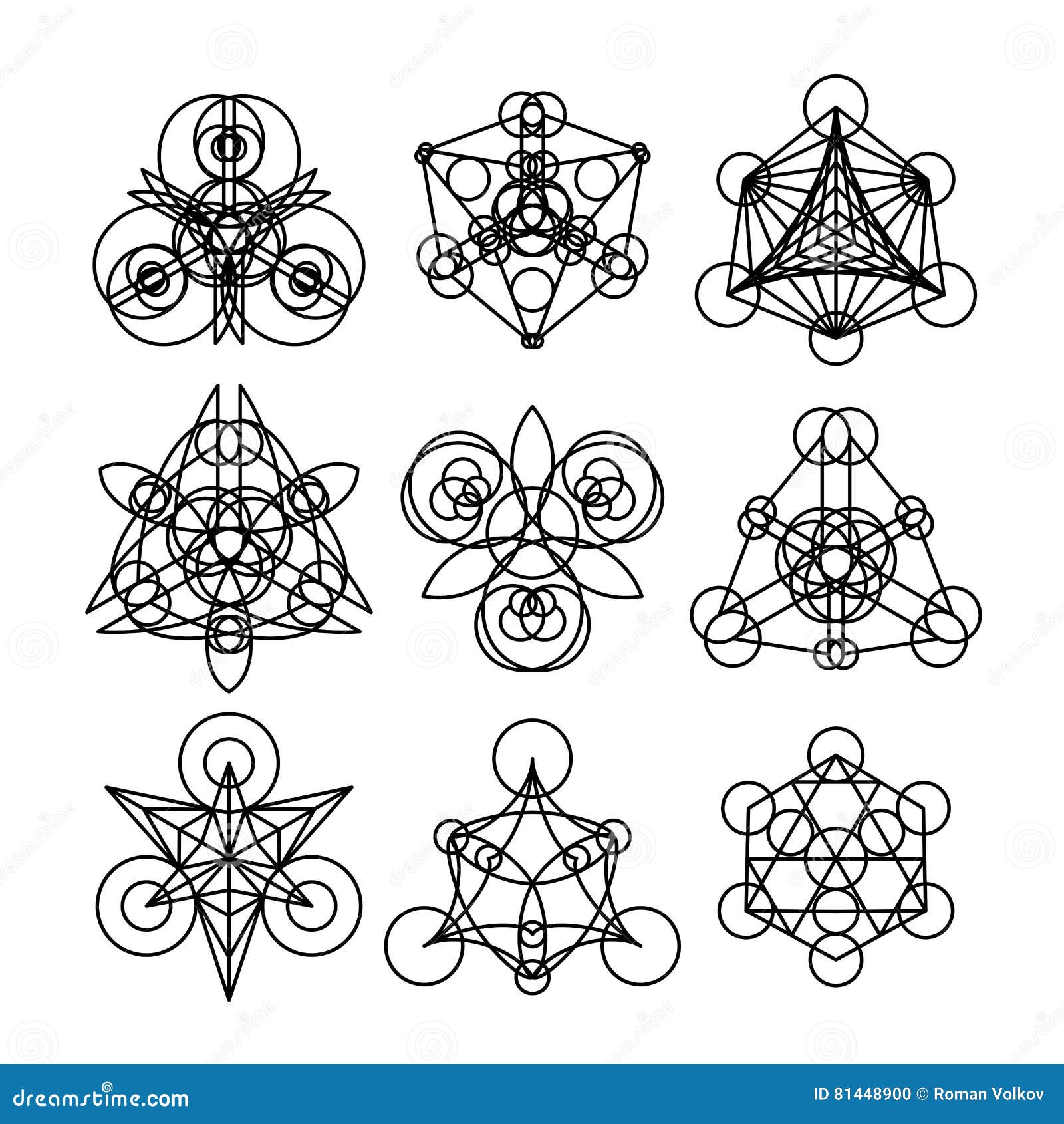 Vector geometric symbols stock vector. Illustration of mystic - 81448900
