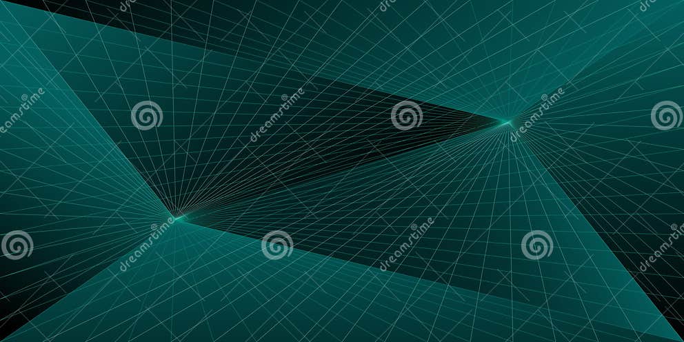 Vector. Geometric Teal Background with Perspective Crossing Lines Stock ...