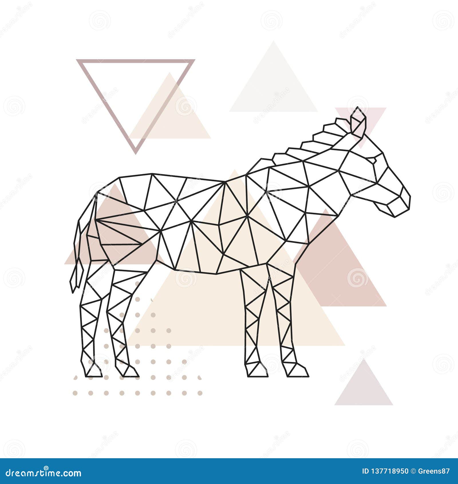 Vector geometric Zebra. stock vector. Illustration of polygon - 137718950