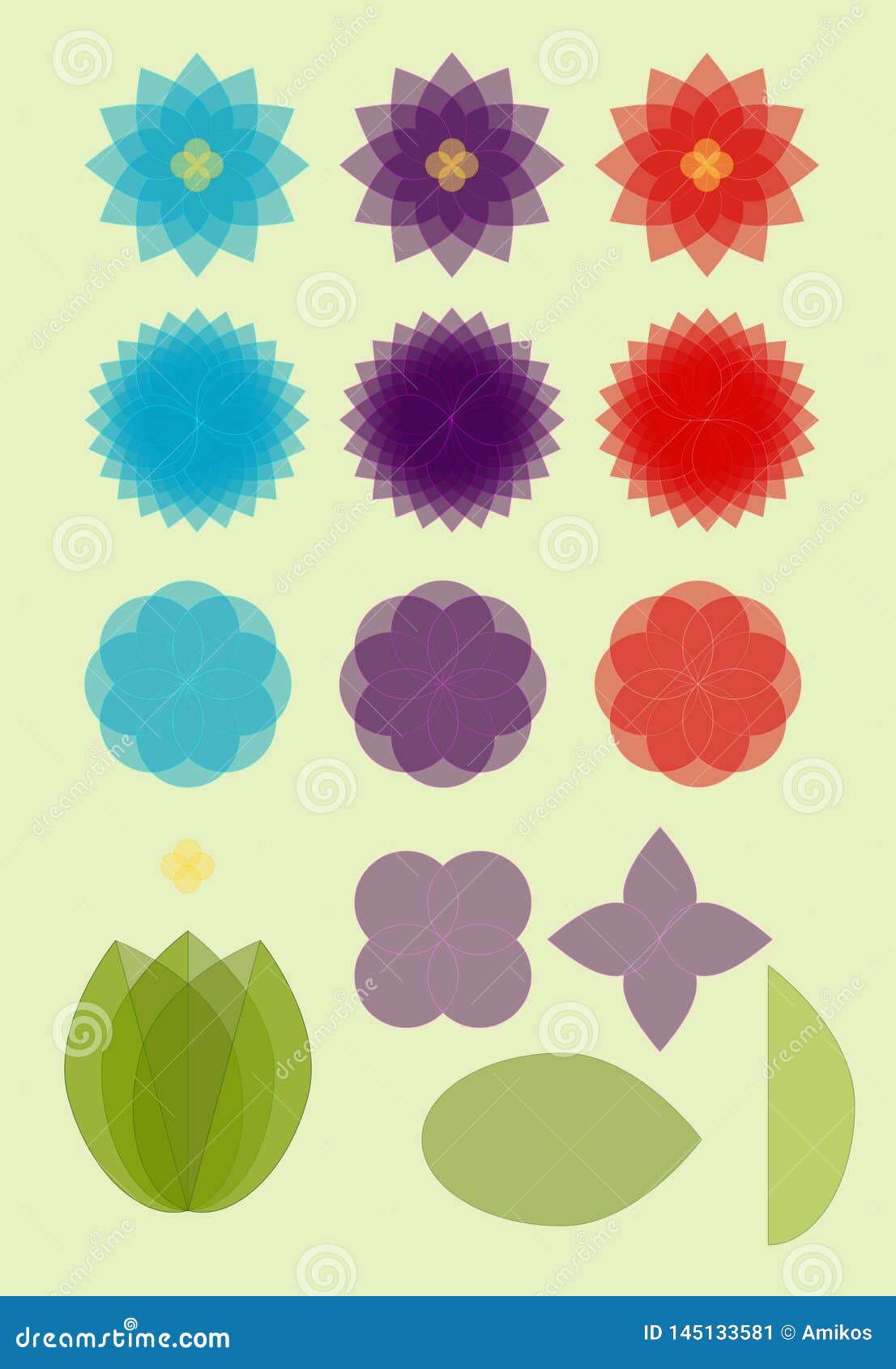 Geometrical Flower Shapes Seamless Patterm. Modern Floral Folklore ...