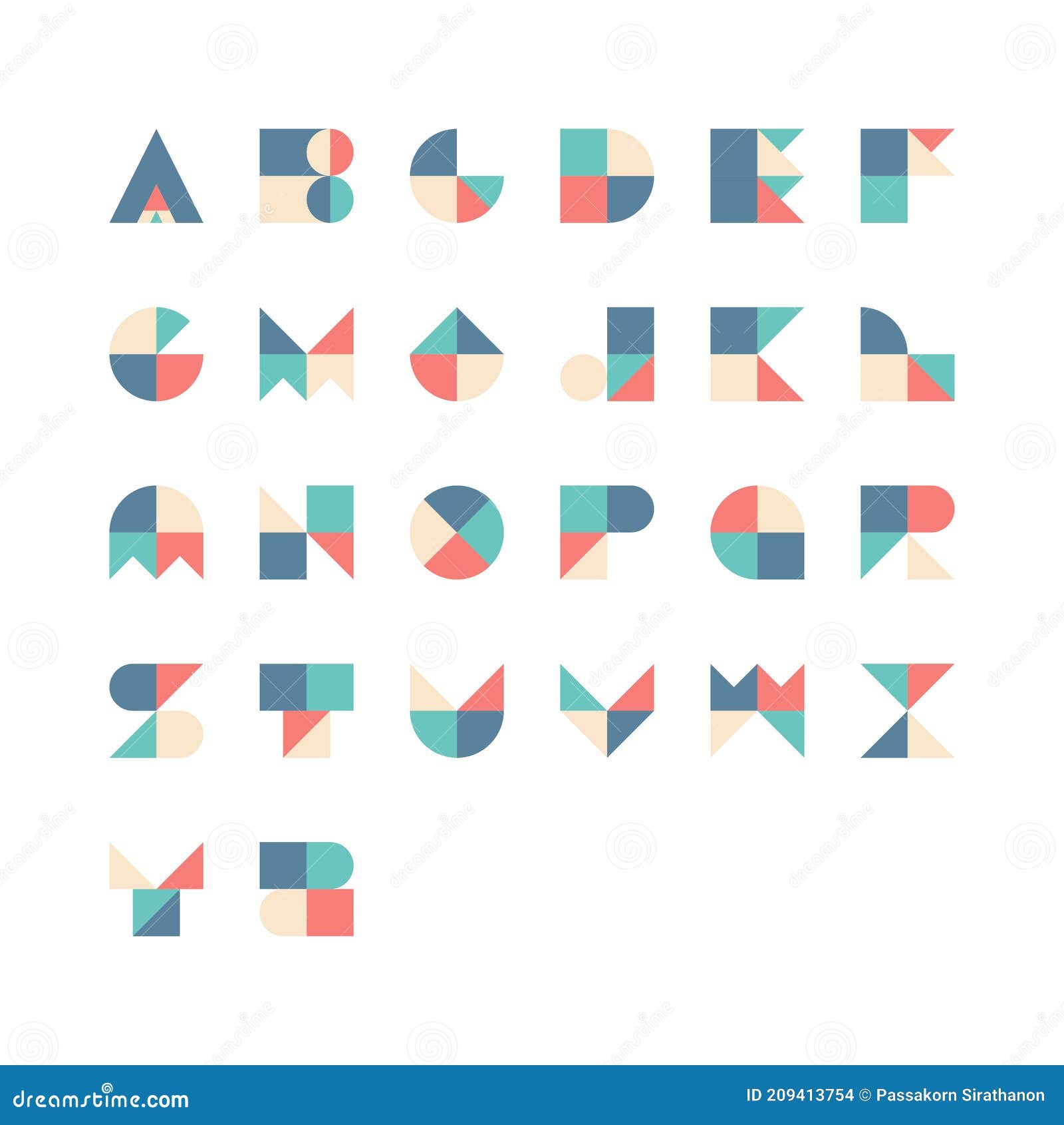 Vector Of Geometry Font And Alphabet, Set And Collection Of Typography ...