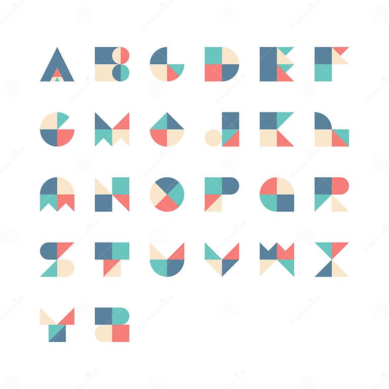 Vector of Geometry Font and Alphabet, Set and Collection of Typography ...