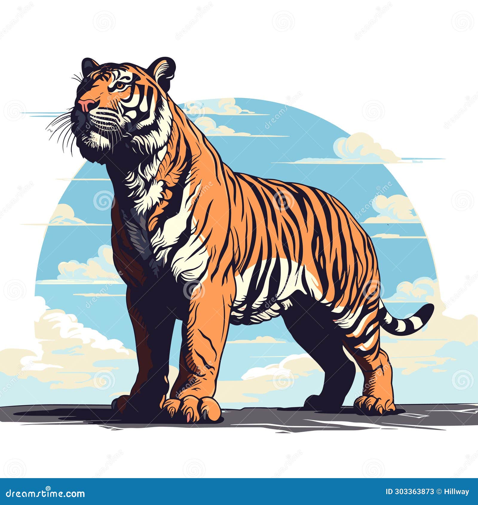 Vector Giant Tiger. Tiger Drawing Full Body Stock Image - Image of ...