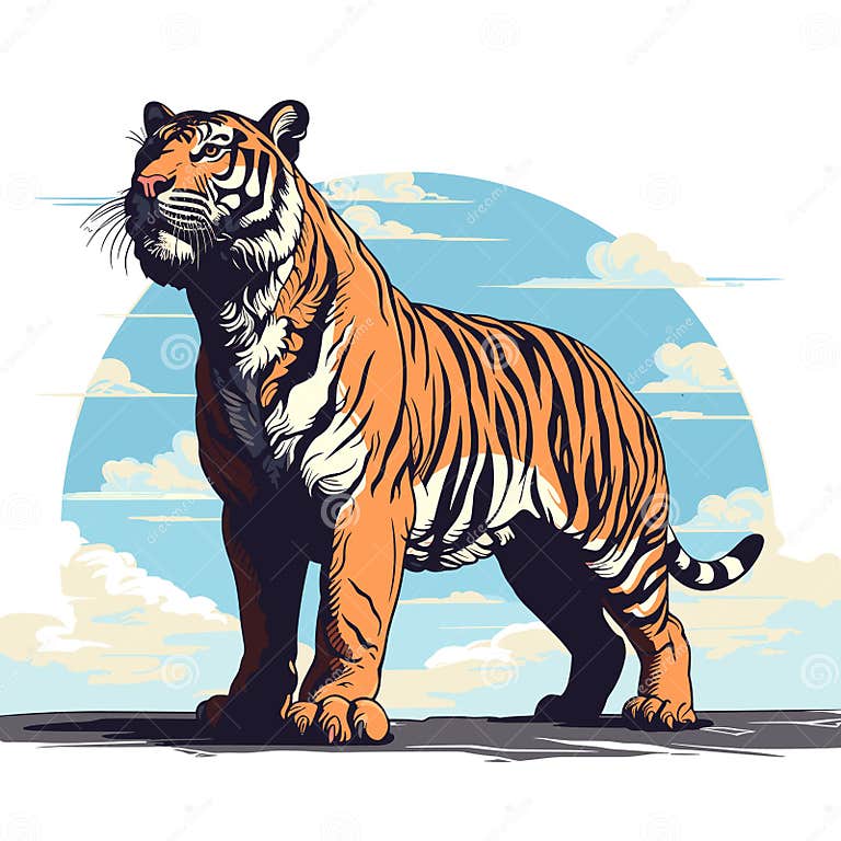 Vector Giant Tiger. Tiger Drawing Full Body Stock Image - Image of ...