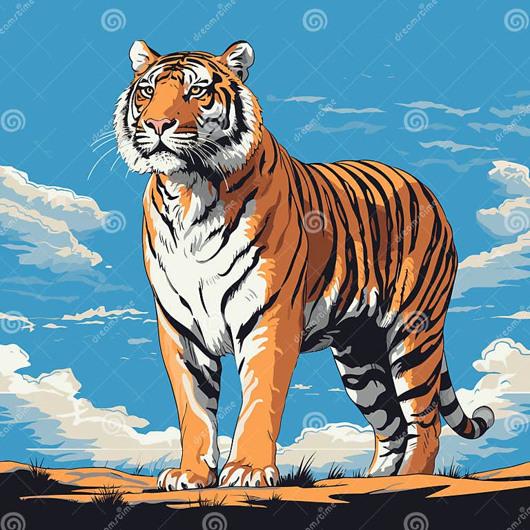Vector Giant Tiger. Tiger Drawing Full Body Stock Image - Image of ...
