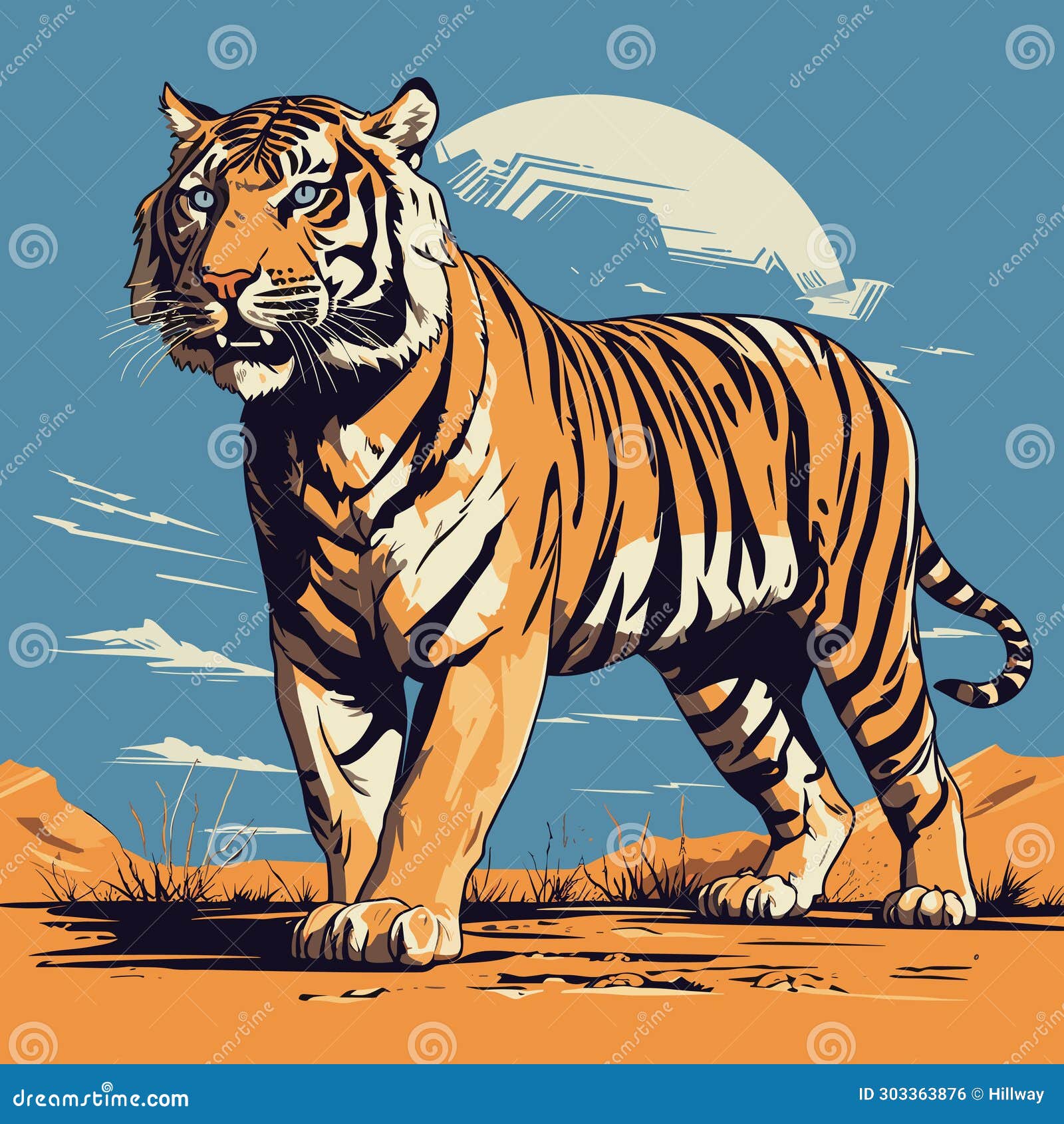 Vector Giant Tiger. Tiger Drawing Full Body Stock Photo - Image of ...