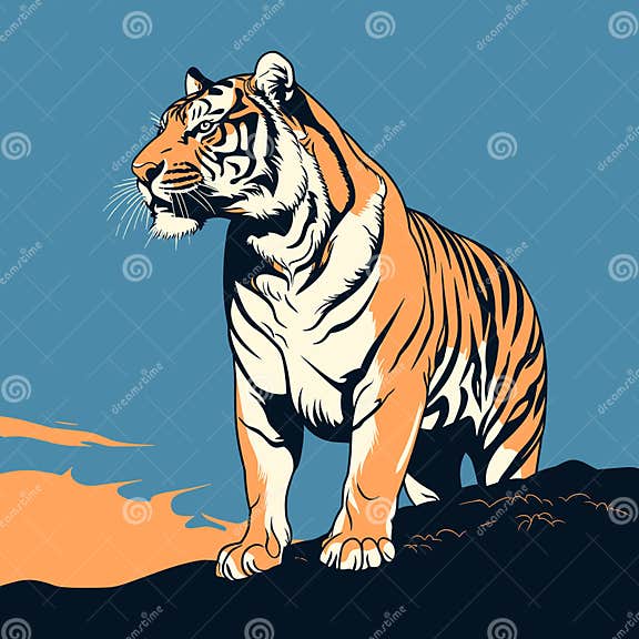 Vector Giant Tiger. Tiger Drawing Full Body Stock Photo - Image of ...
