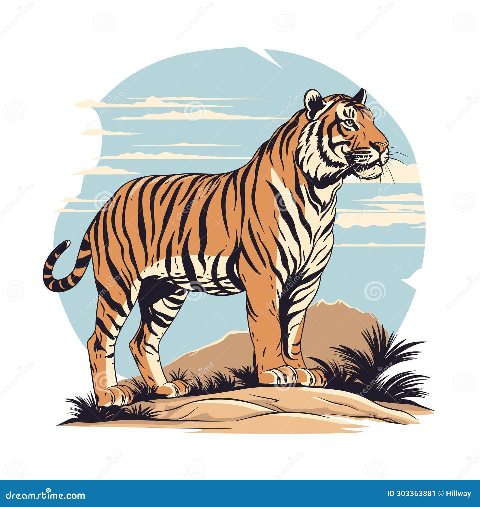 Vector Giant Tiger. Tiger Drawing Full Body Stock Image - Image of ...