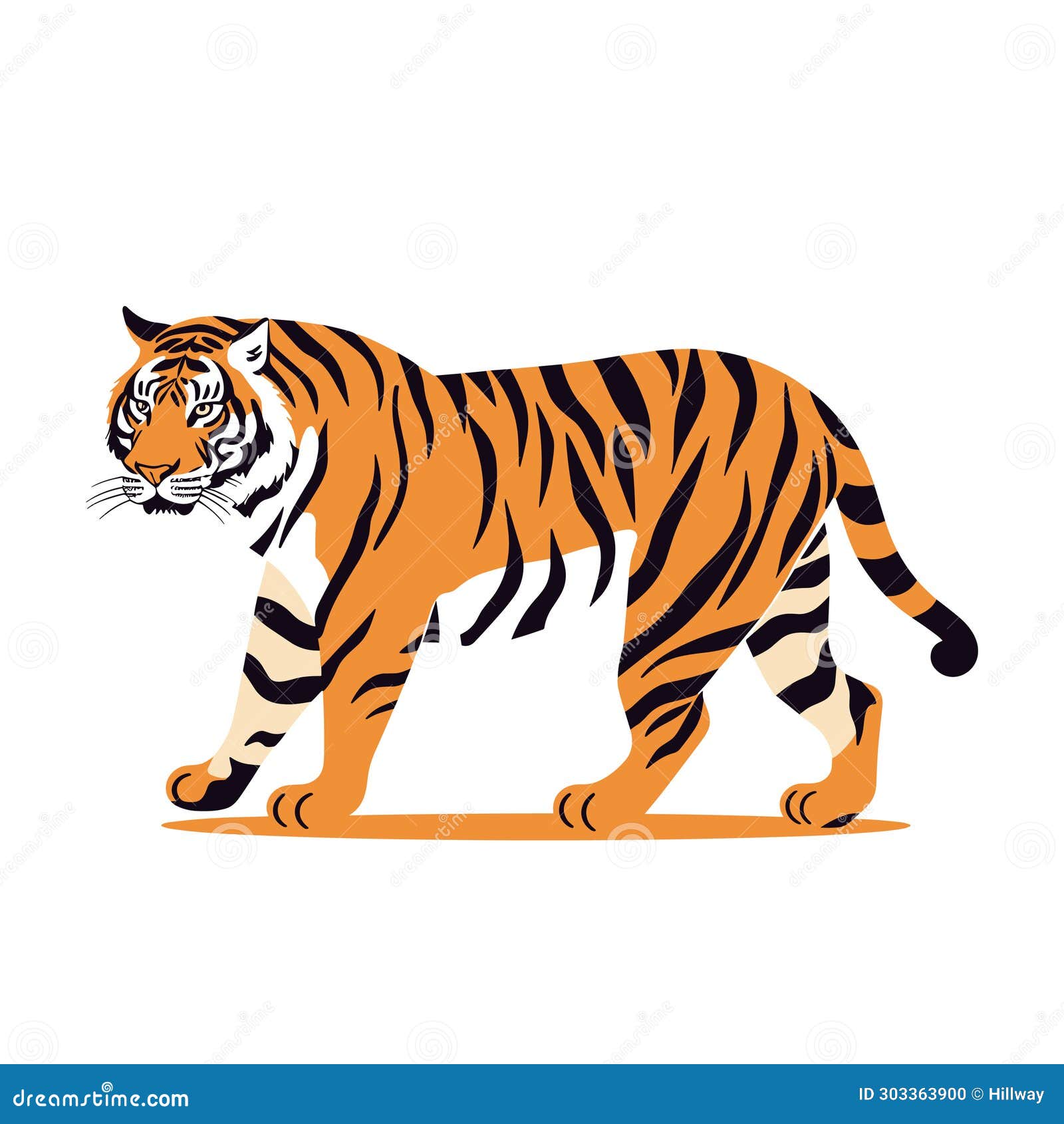 Vector Giant Tiger. Tiger Drawing Full Body Stock Vector - Illustration ...
