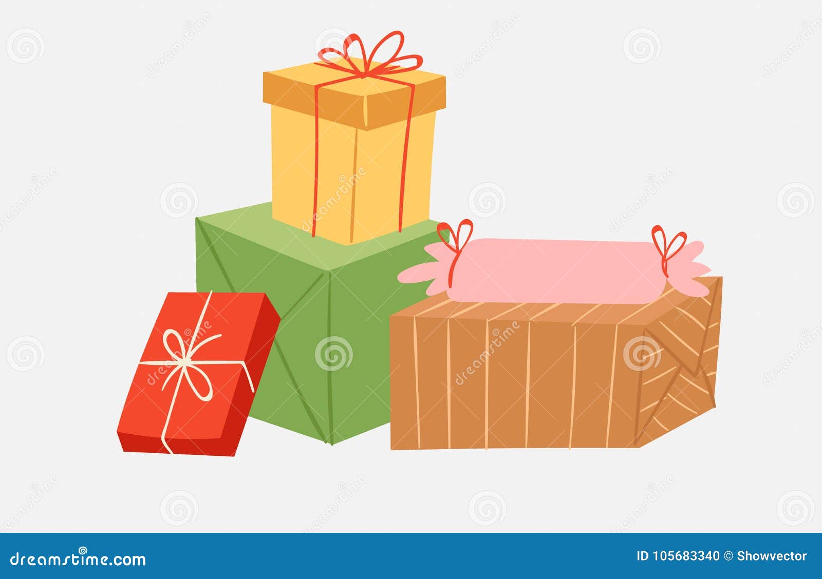 Vector Gift Boxes Stack Cartoon Pack Composition for Event Greeting ...