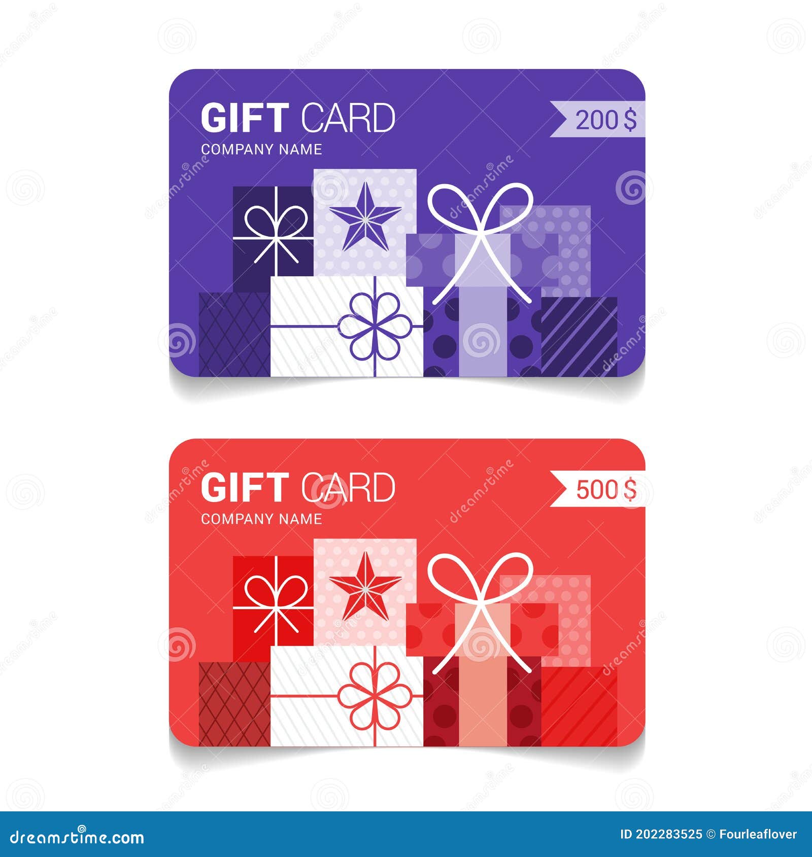 Vector Gift Cards Flat Style Illustration Stock Vector - Illustration ...