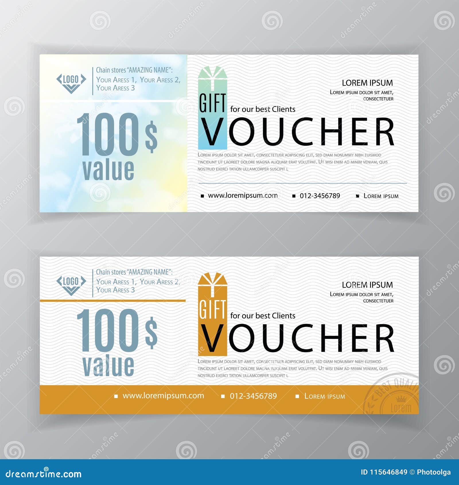 Voucher Template With Premium Modern Pattern. Cartoon Vector ...