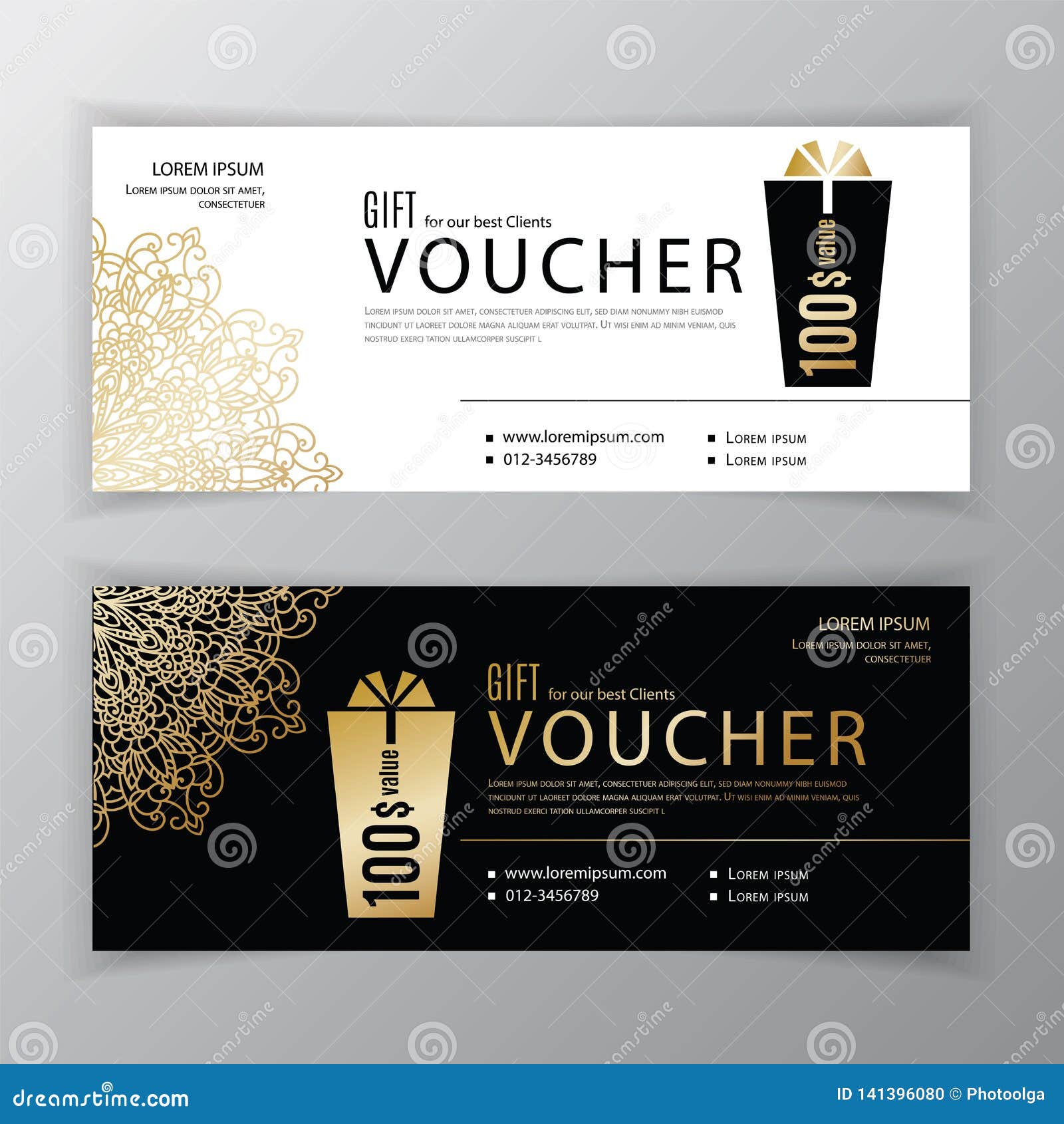 Vector Gift Voucher Template. Universal Flyer for Business. Clean ...