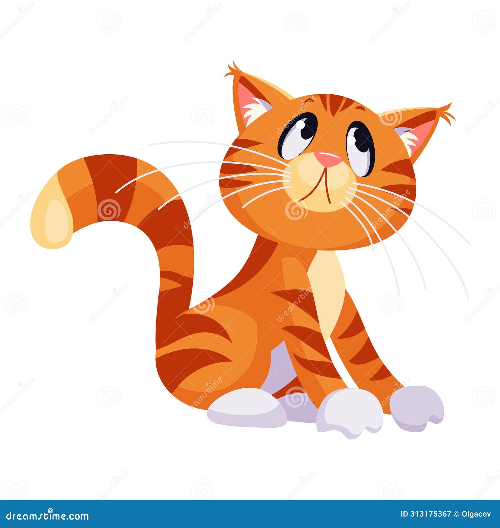 Vector ginger cartoon Cat stock vector. Illustration of head - 313175367