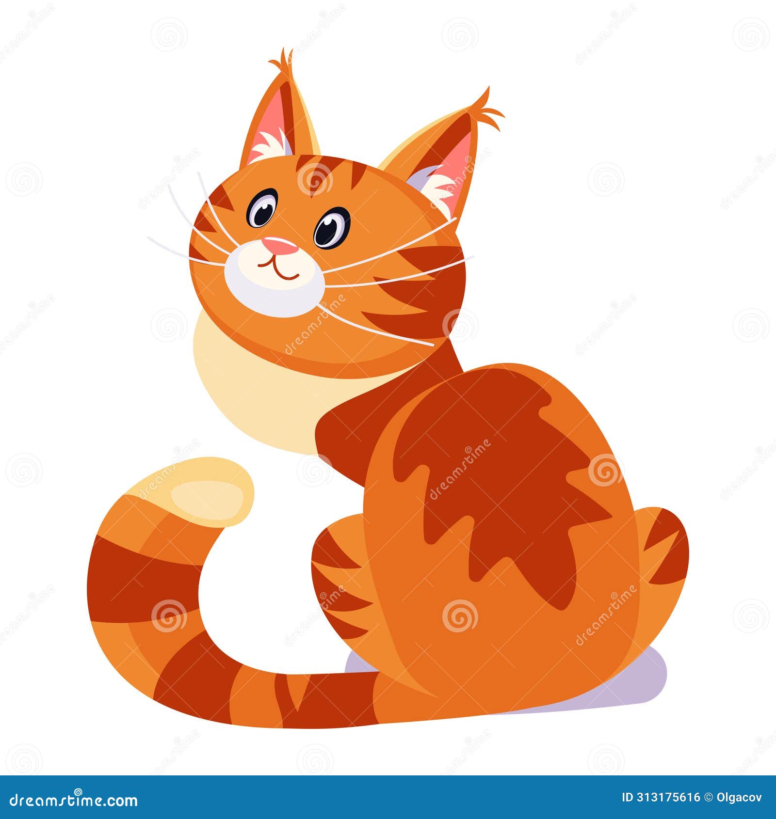 Vector ginger cartoon Cat stock vector. Illustration of flat - 313175616