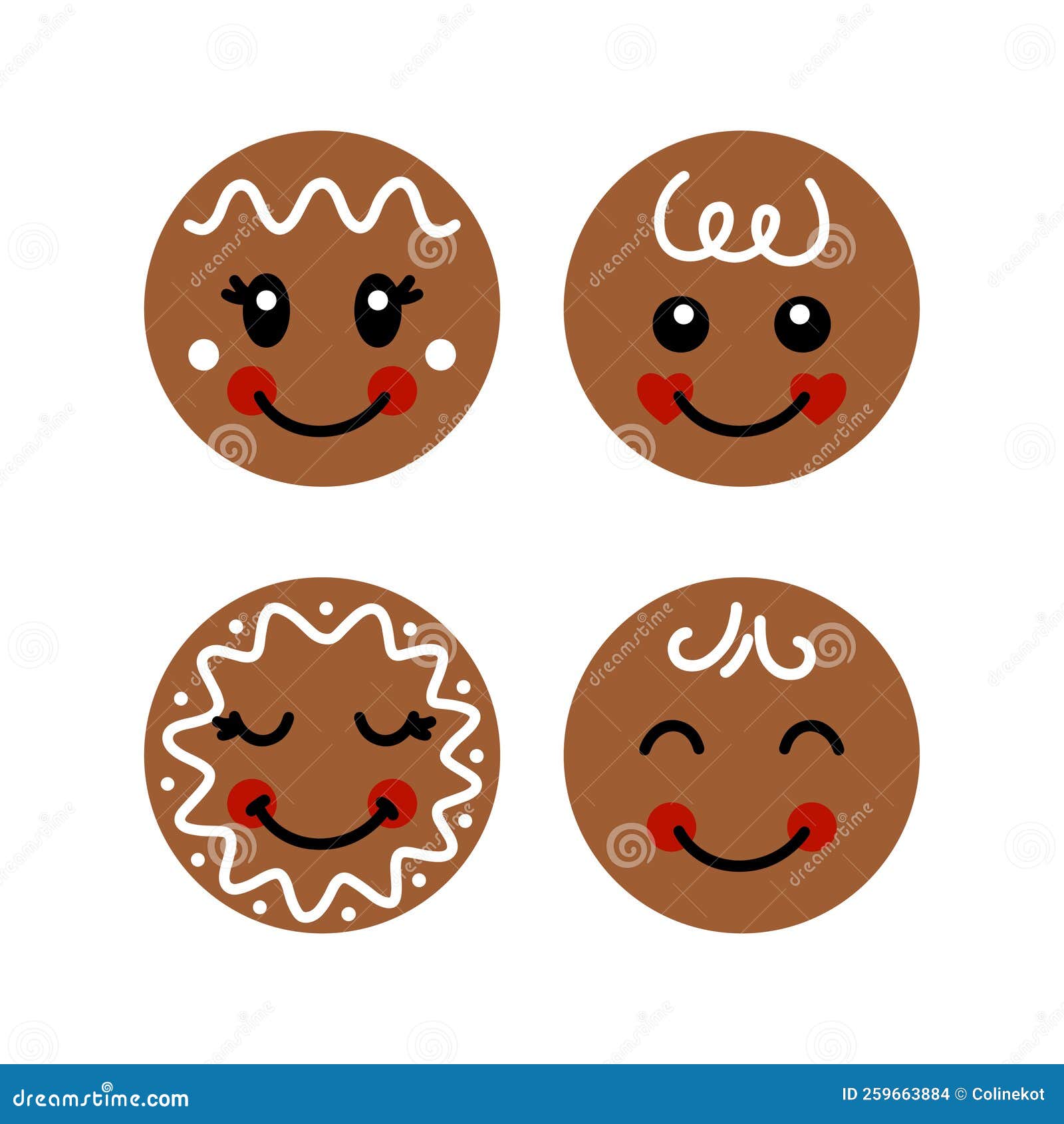 Vector gingerbread faces stock vector. Illustration of collection ...