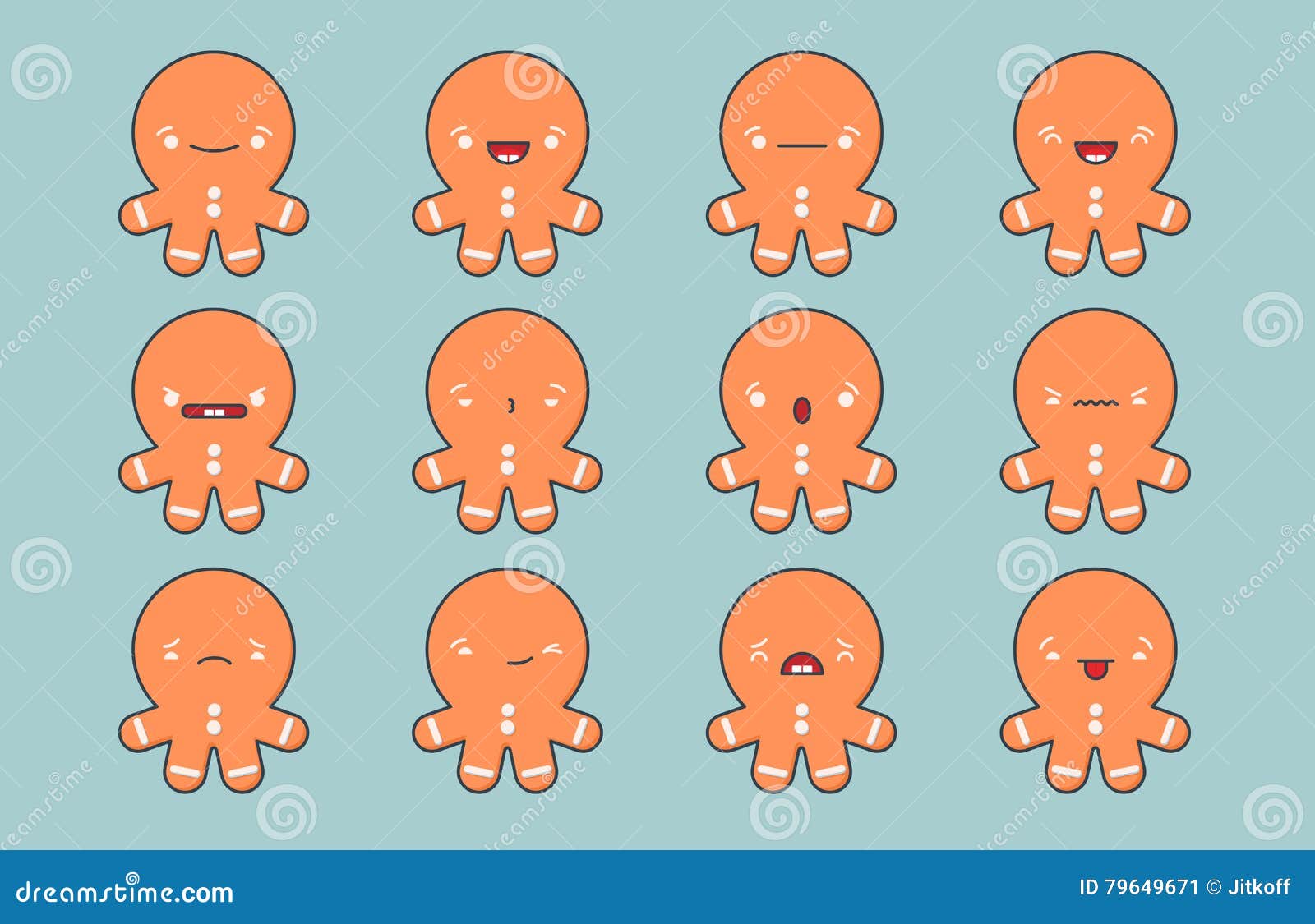 Vector Gingerbread Man Set. Stock Illustration - Illustration of love ...
