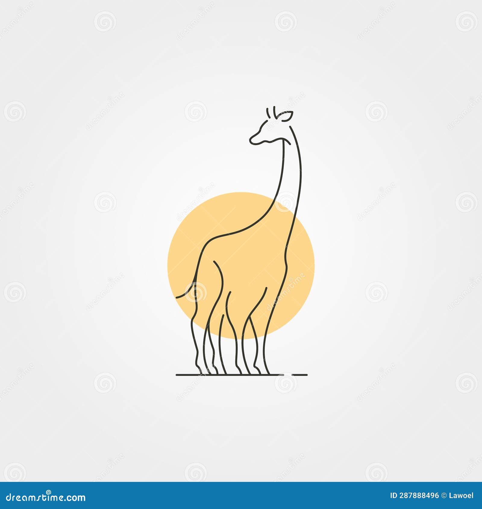 Vector of Giraffe Line Art Icon Logo Symbol with Sun Vector ...