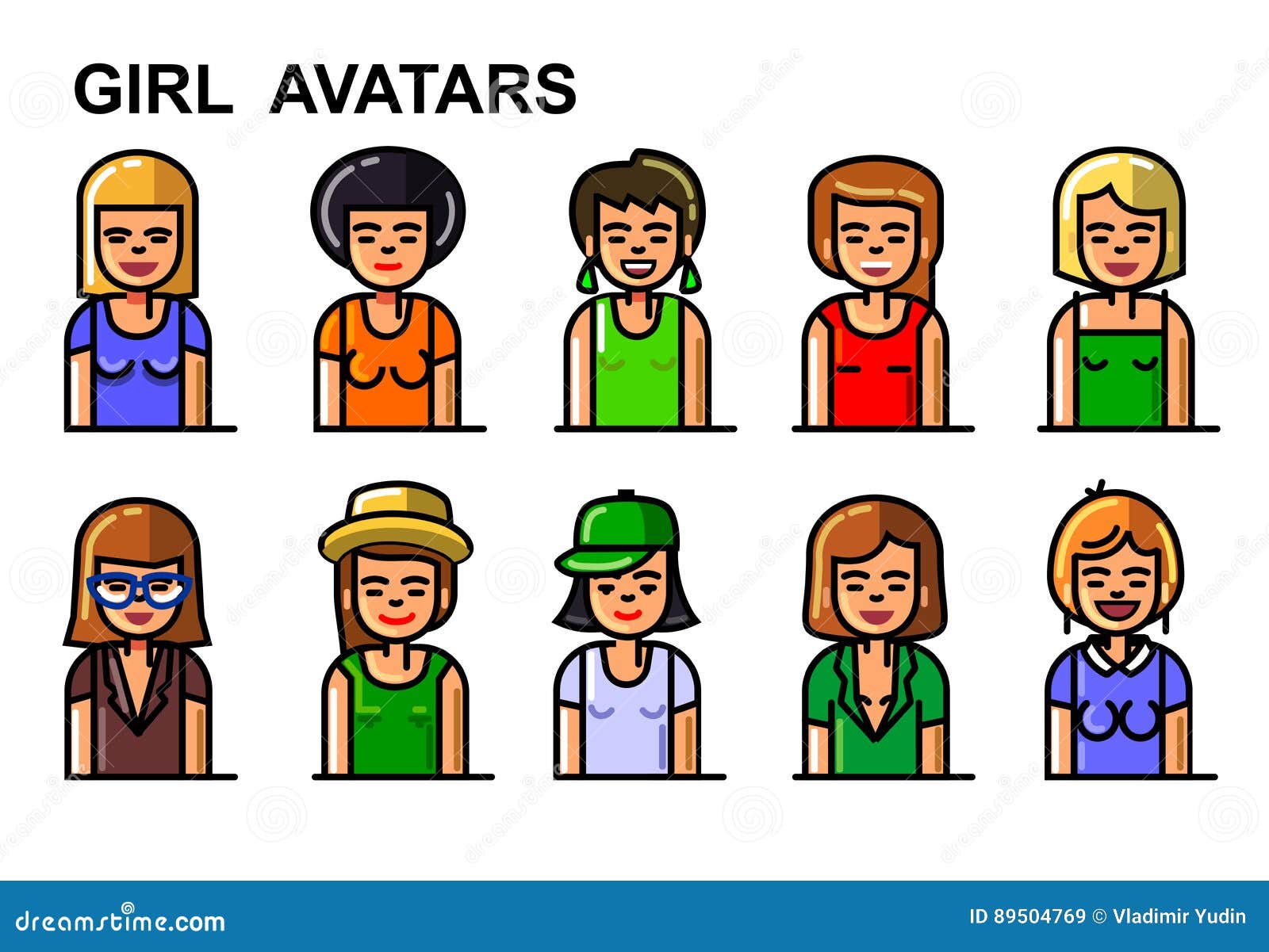 Girl Avatars Constructor And Accessories Vector Illustration ...