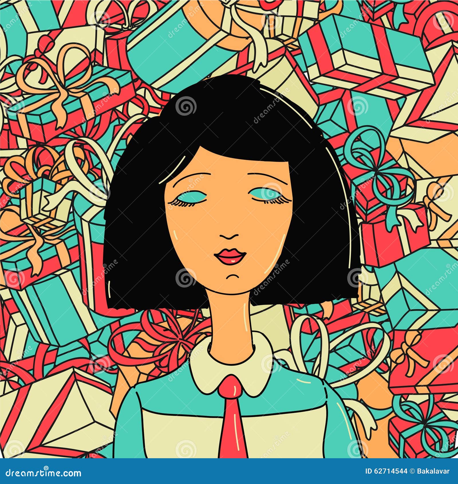 Vector Girl on the Background Gift Stock Vector - Illustration of ...