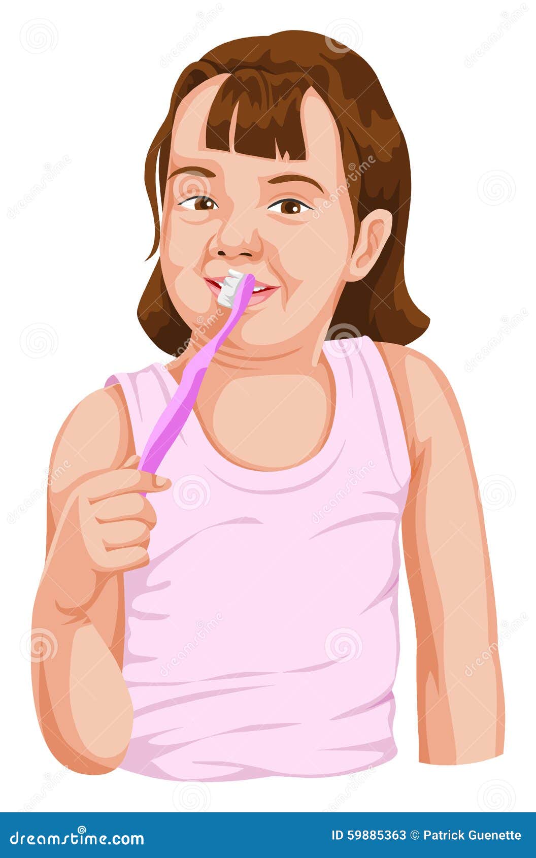 Vector of Girl Brushing Teeth. Stock Vector - Illustration of ...