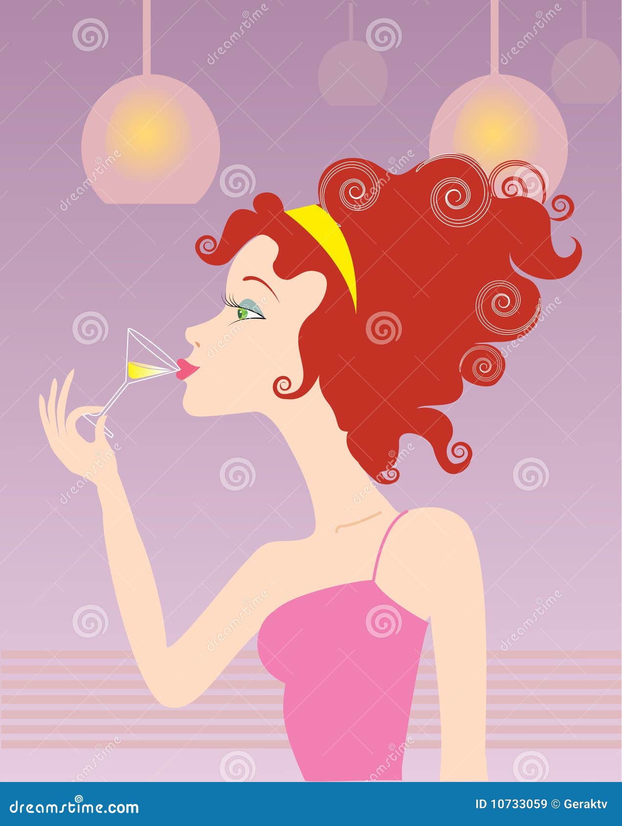 Vector girl drinking stock vector. Illustration of fashion - 10733059