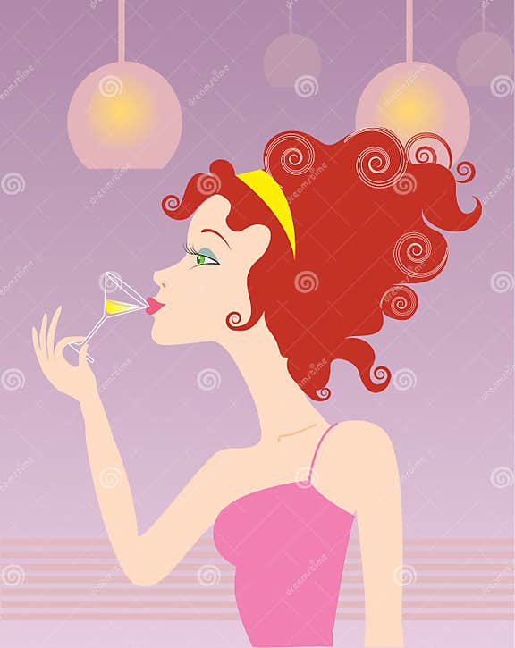 Vector girl drinking stock vector. Illustration of fashion - 10733059