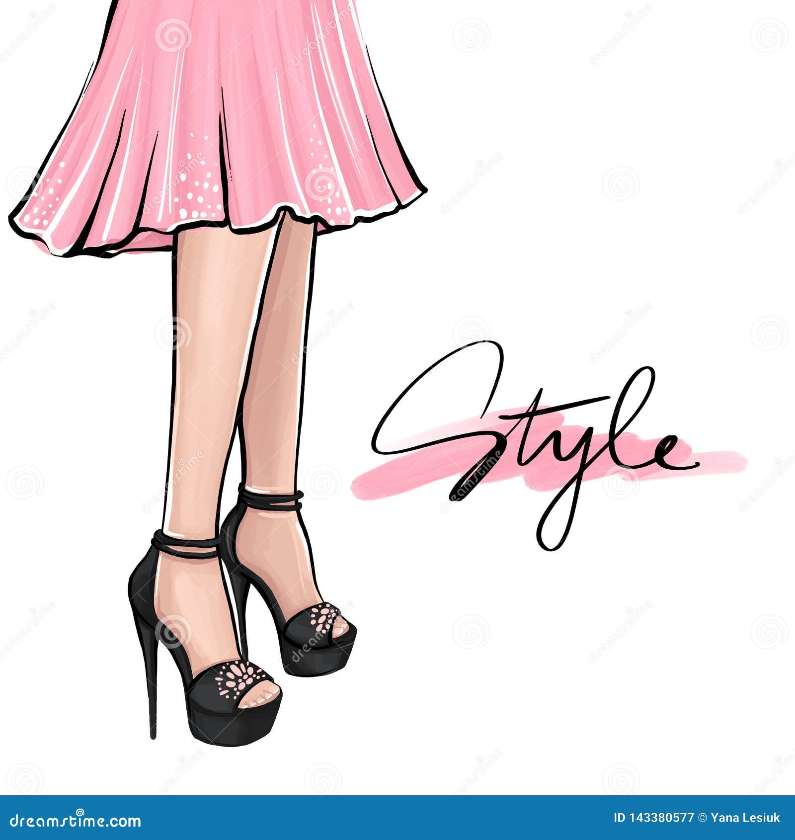 Vector Girl In High Heels Fashion Illustration Female Legs In Shoes