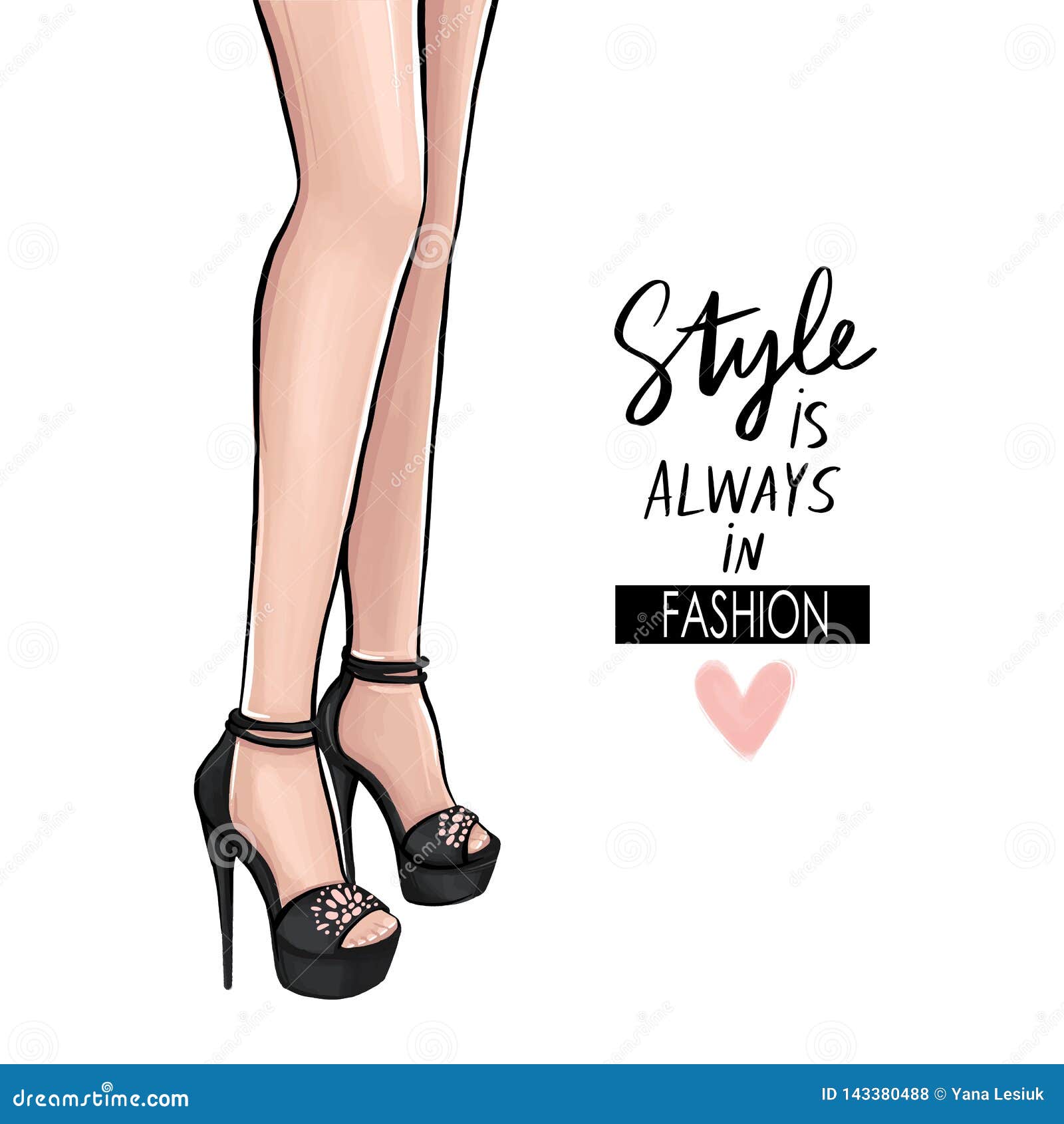 Vector Girl In High Heels Fashion Illustration Female Legs In Shoes