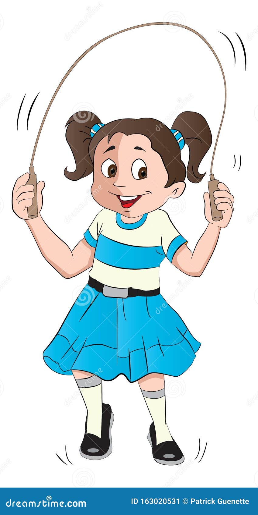 Vector of girl skipping stock vector. Illustration of cartoon - 163020531