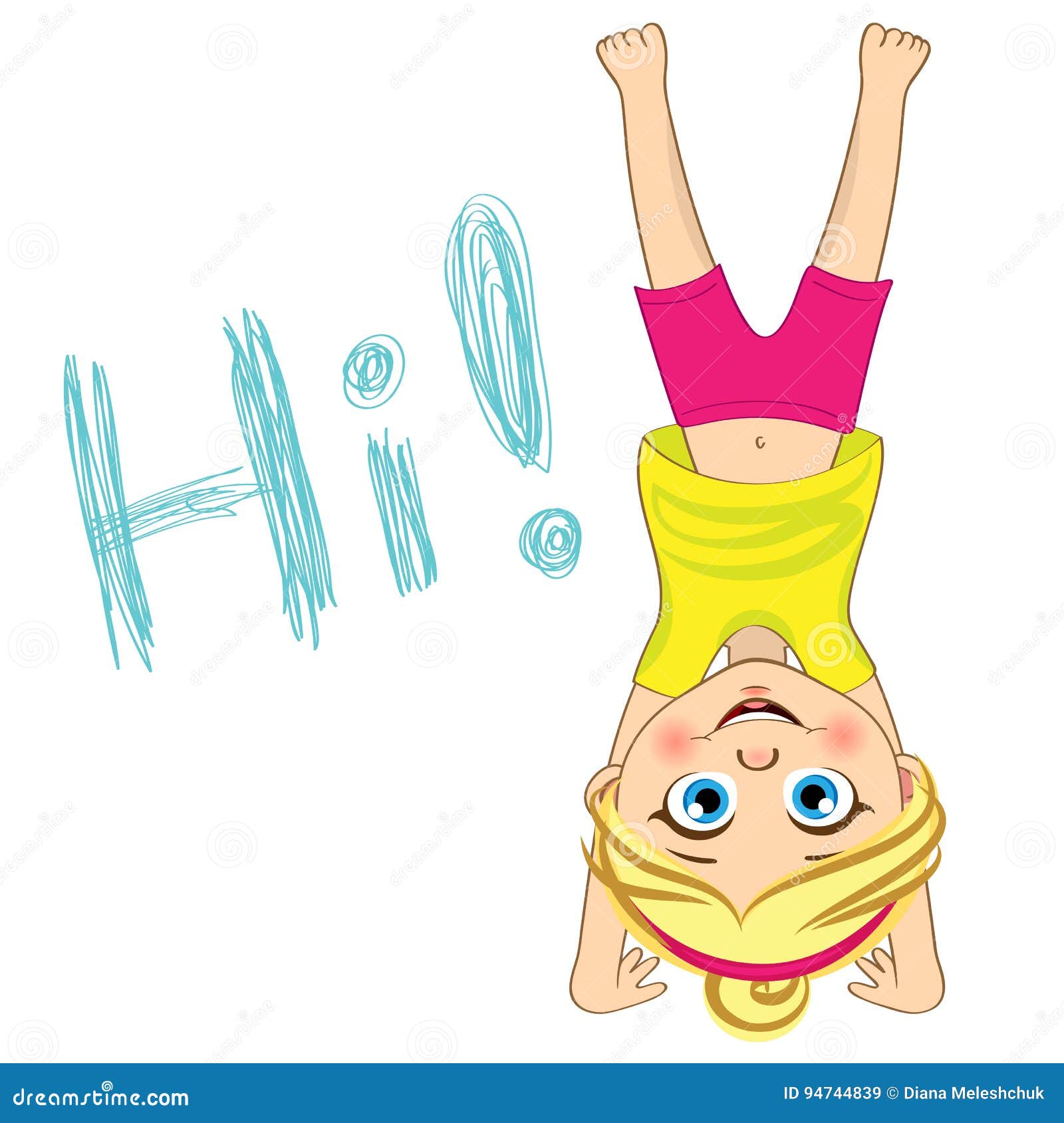 Vector Girl Standing Upside Down. Kid Headstand Stock Vector ...