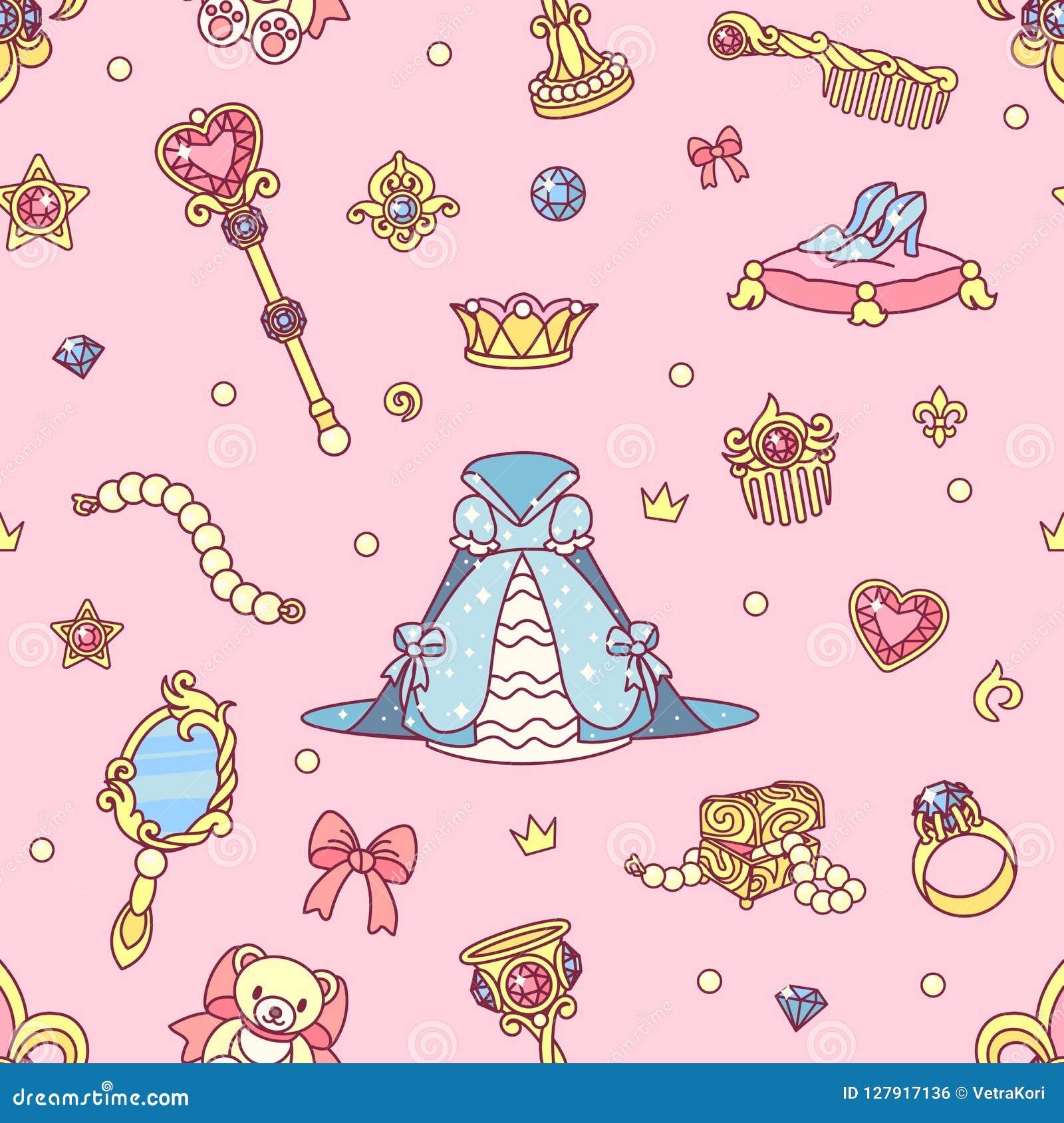 Vector Girlish Seamless Pattern Stock Vector - Illustration of childish ...