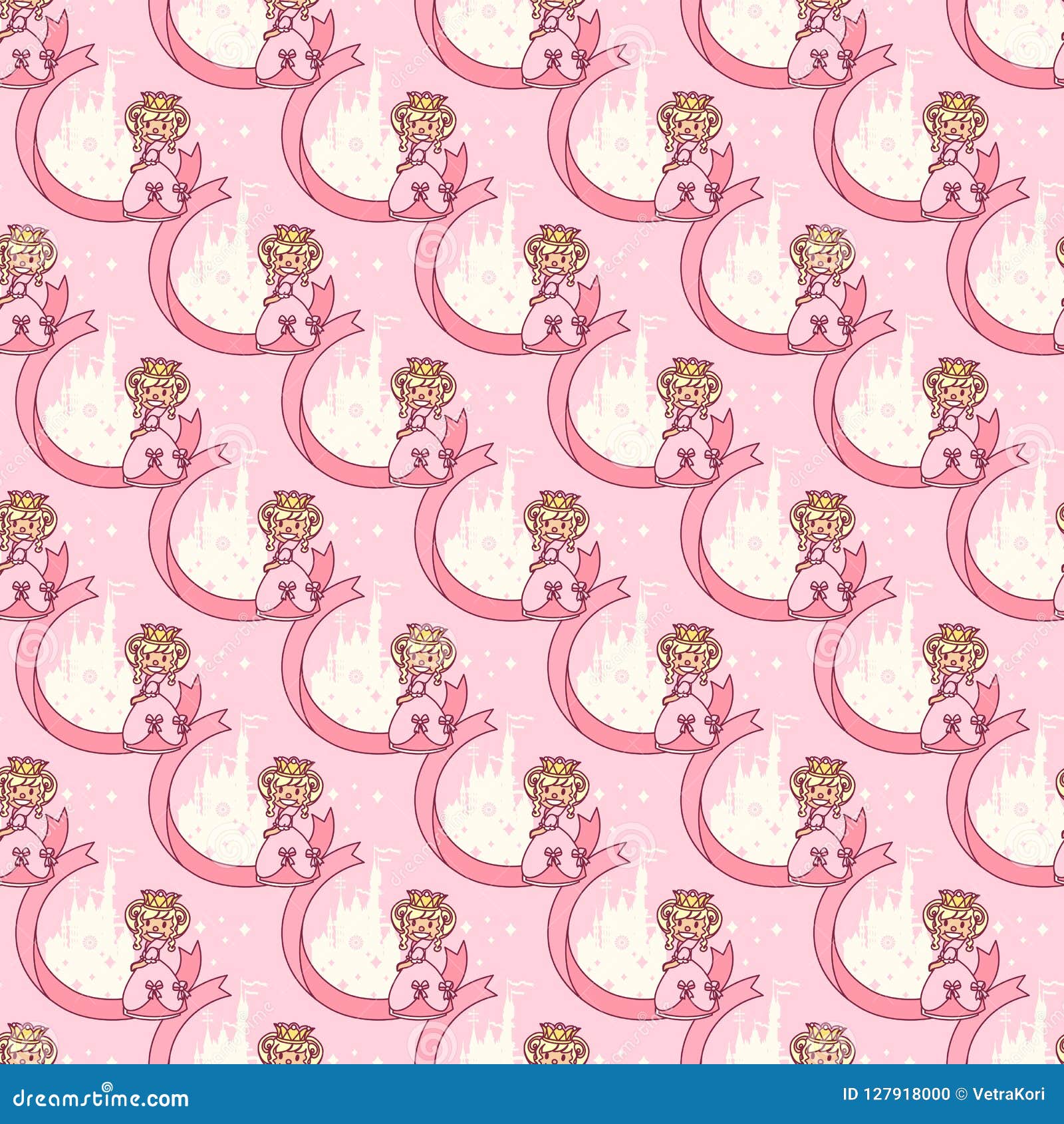 Vector Girlish Seamless Pattern Stock Vector - Illustration of little ...