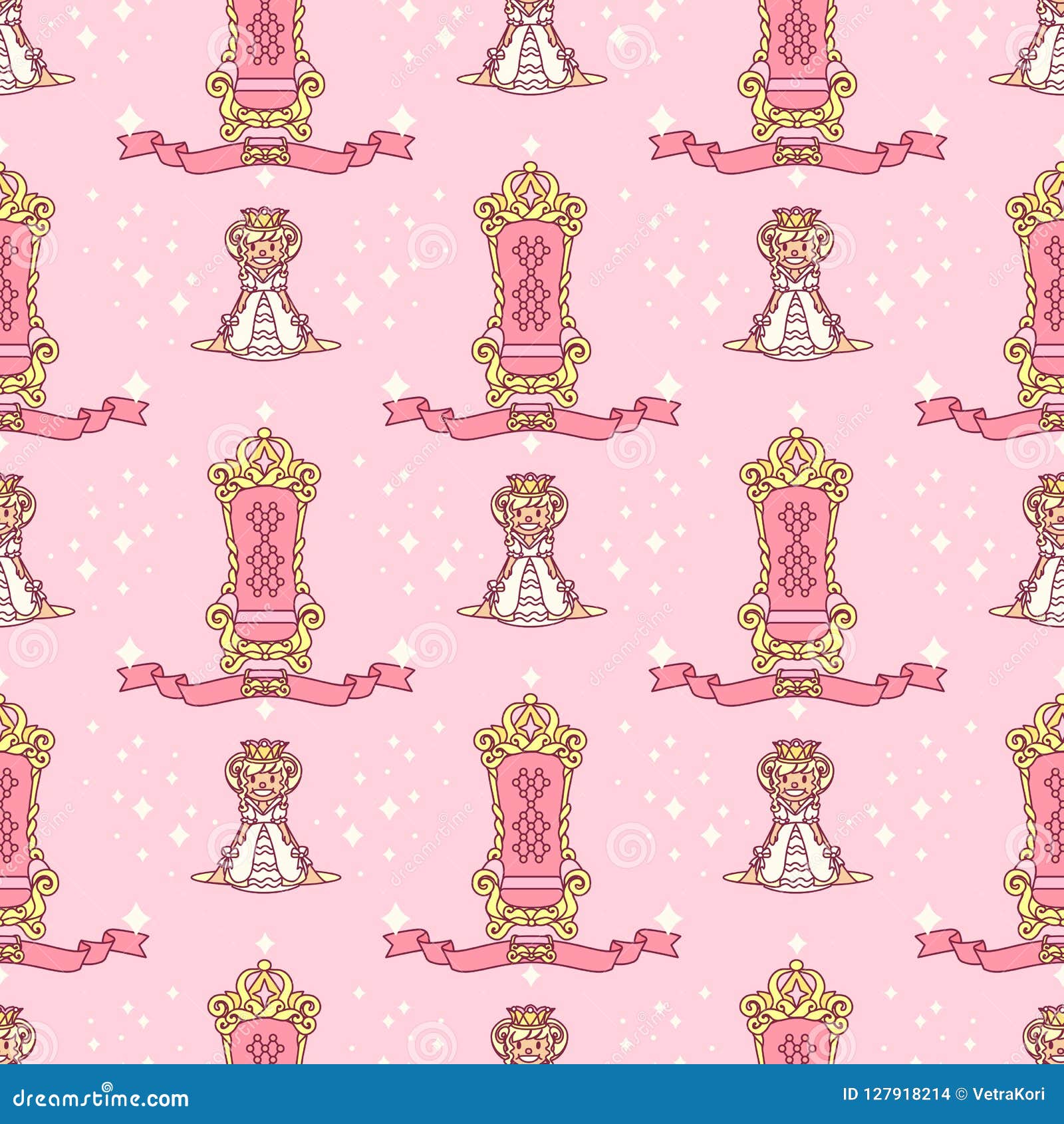 Vector Girlish Seamless Pattern Stock Vector - Illustration of flat ...