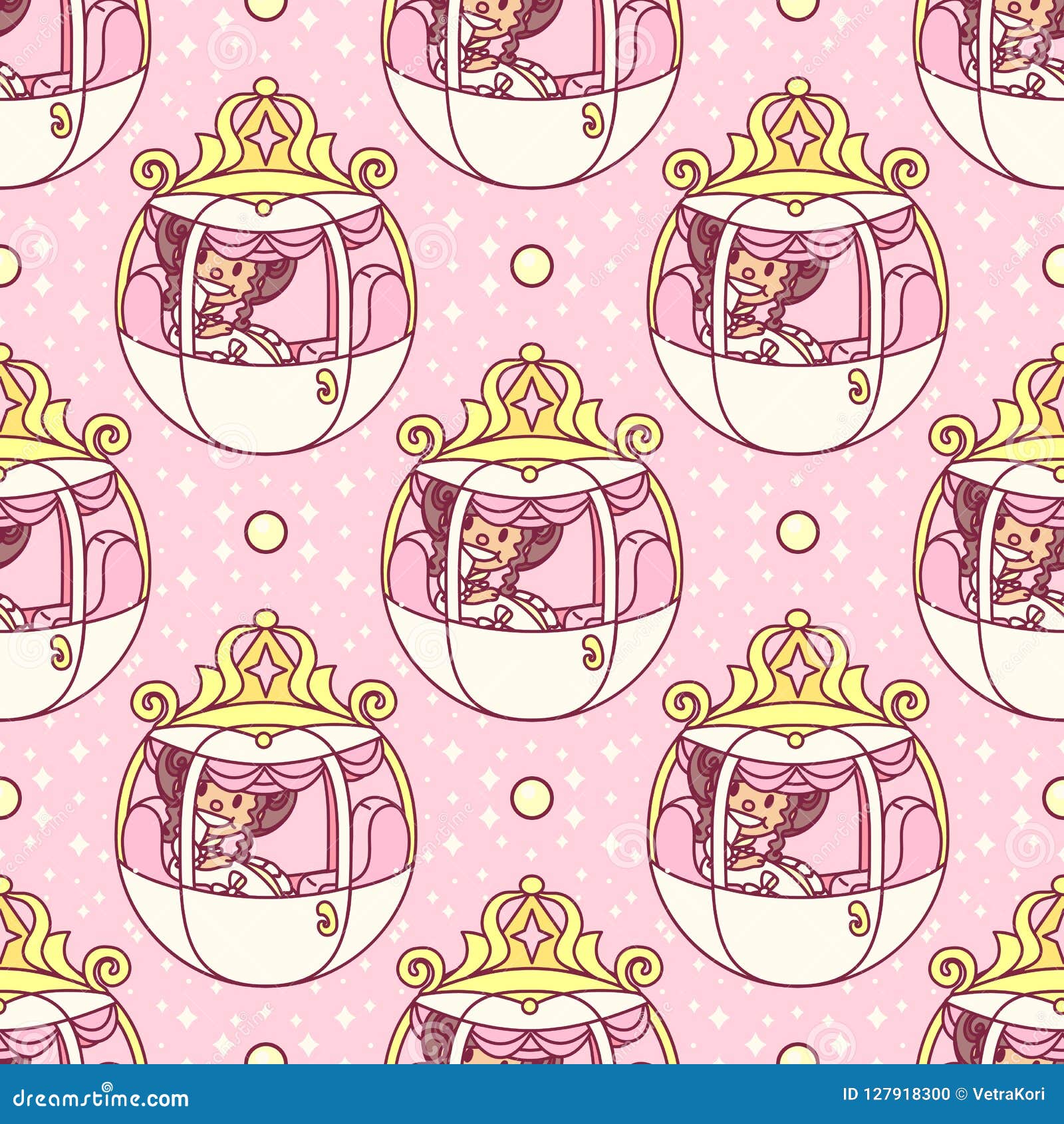 Vector Girlish Seamless Pattern Stock Vector - Illustration of kids ...