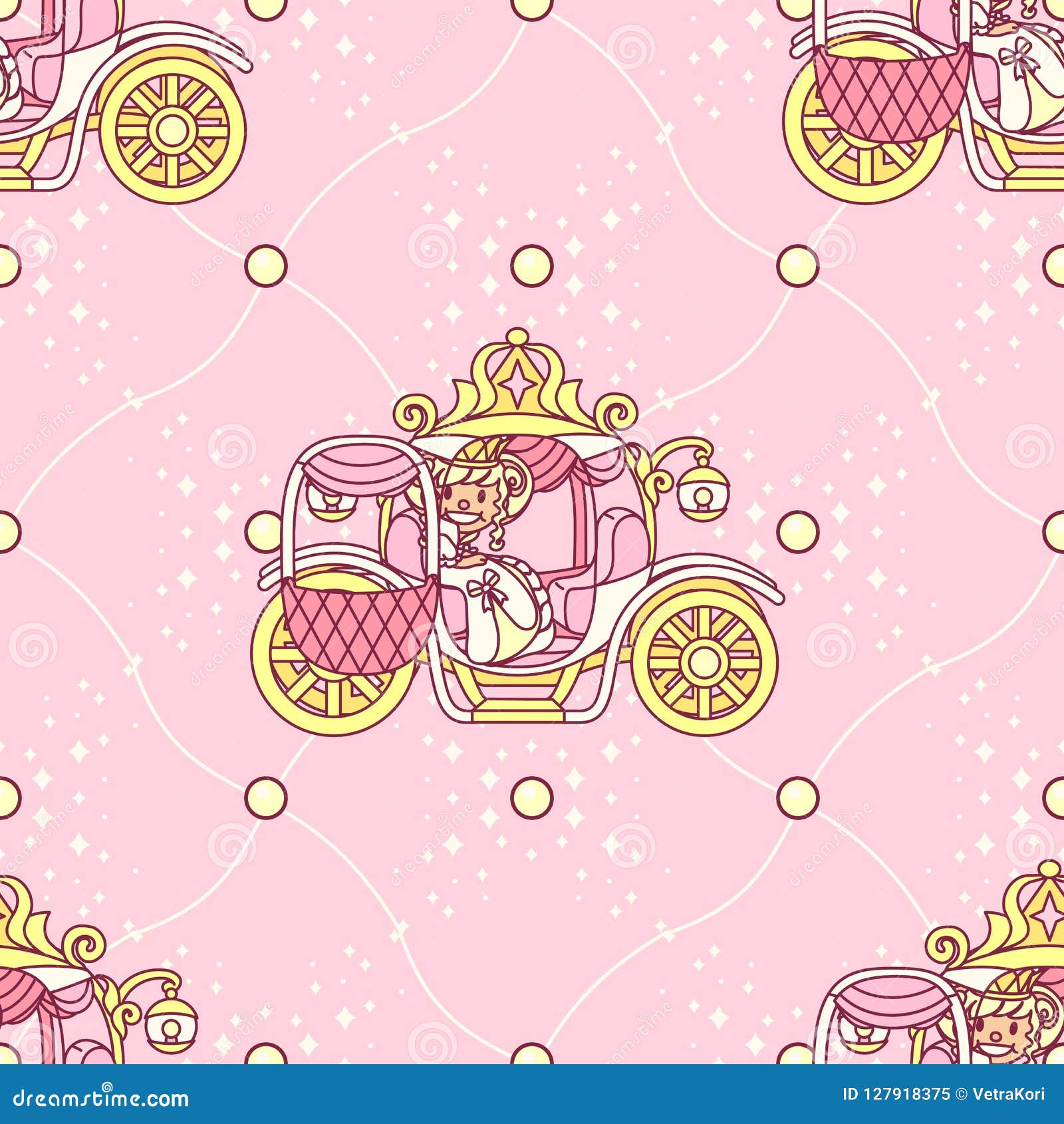 Vector Girlish Seamless Pattern Stock Vector - Illustration of pearl ...