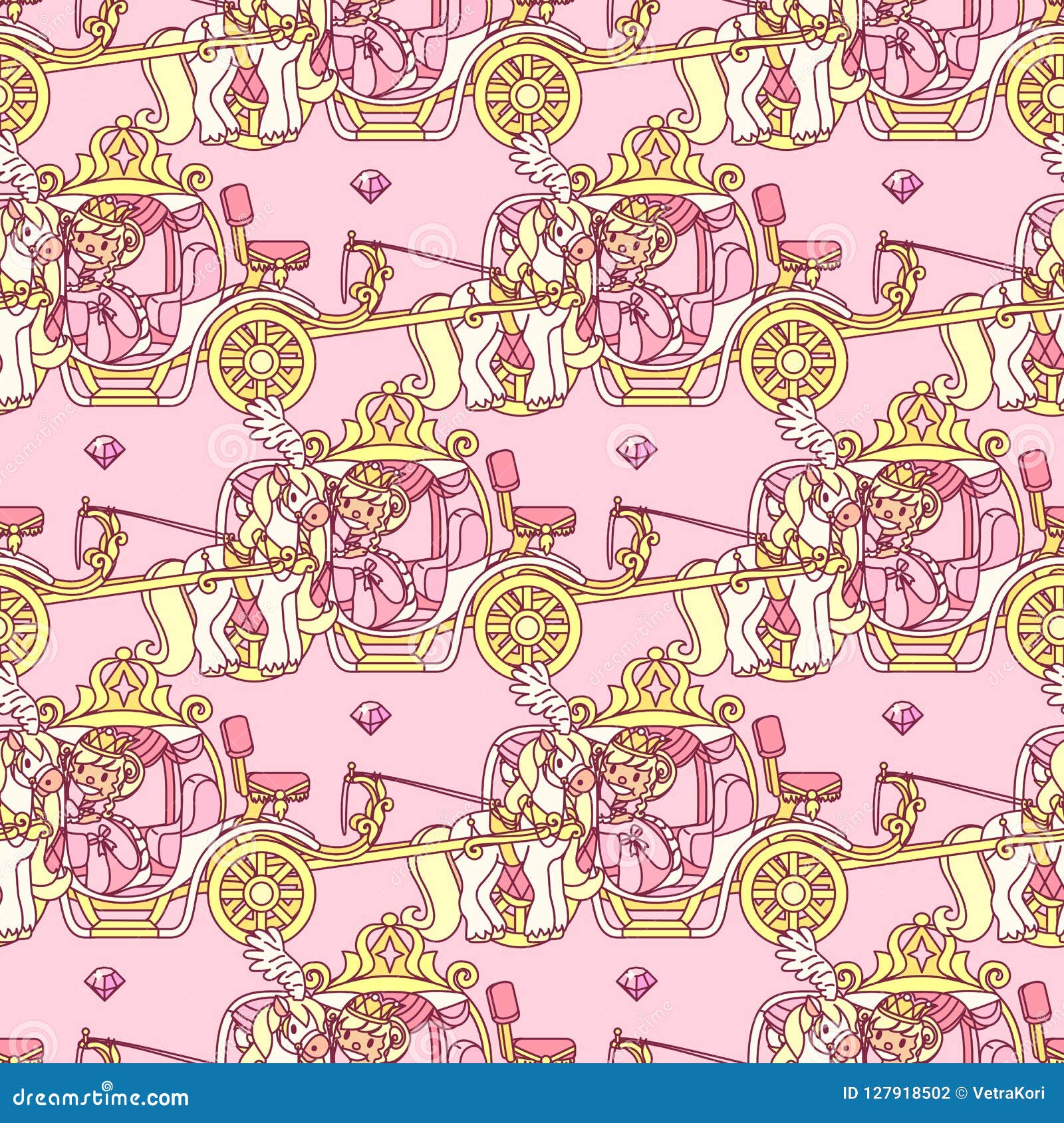 Vector Girlish Seamless Pattern Stock Vector - Illustration of pink ...