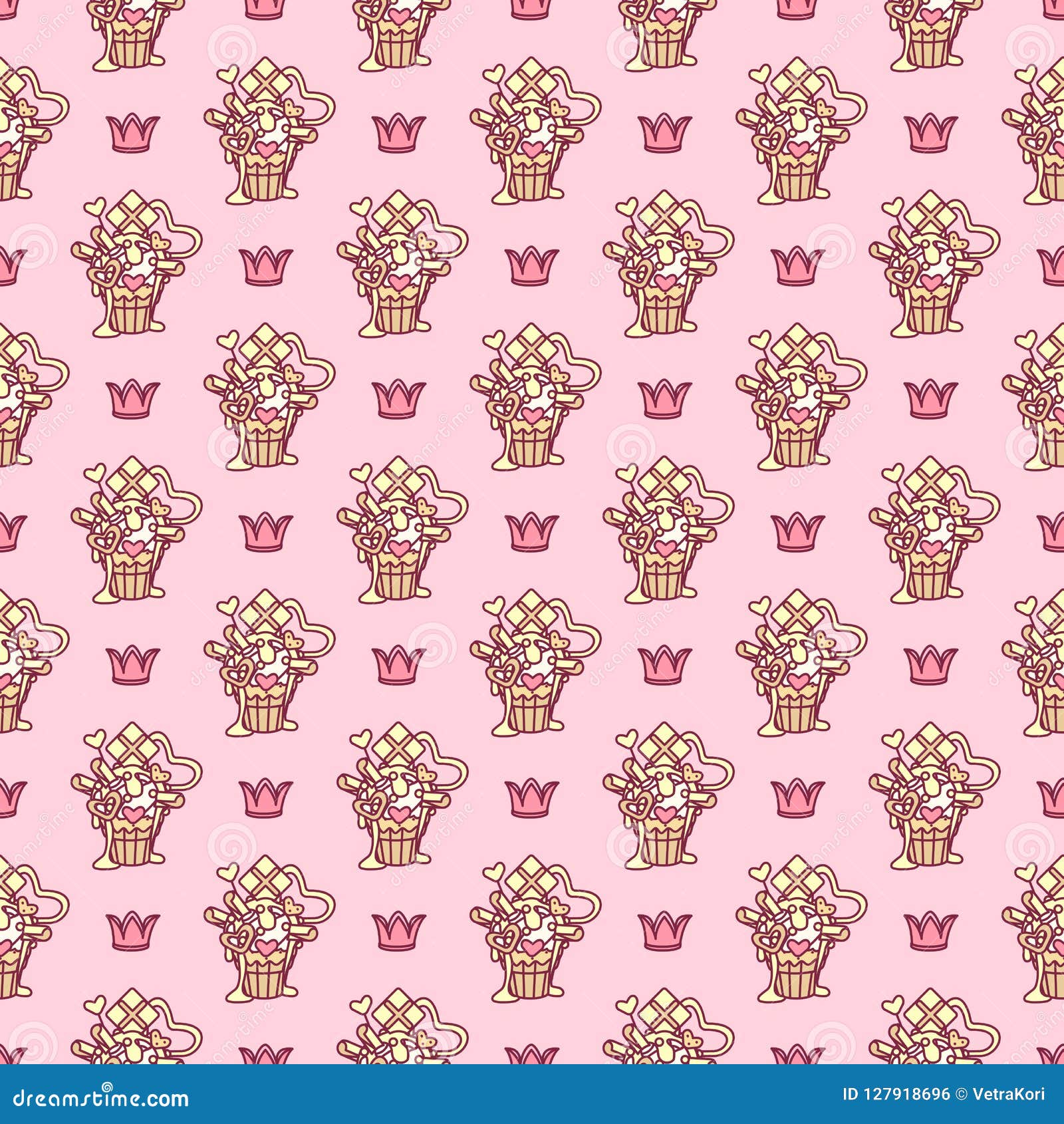Vector Girlish Seamless Pattern Stock Vector - Illustration of cute ...