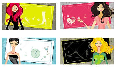 Vector girls cards stock vector. Illustration of hair - 5892975