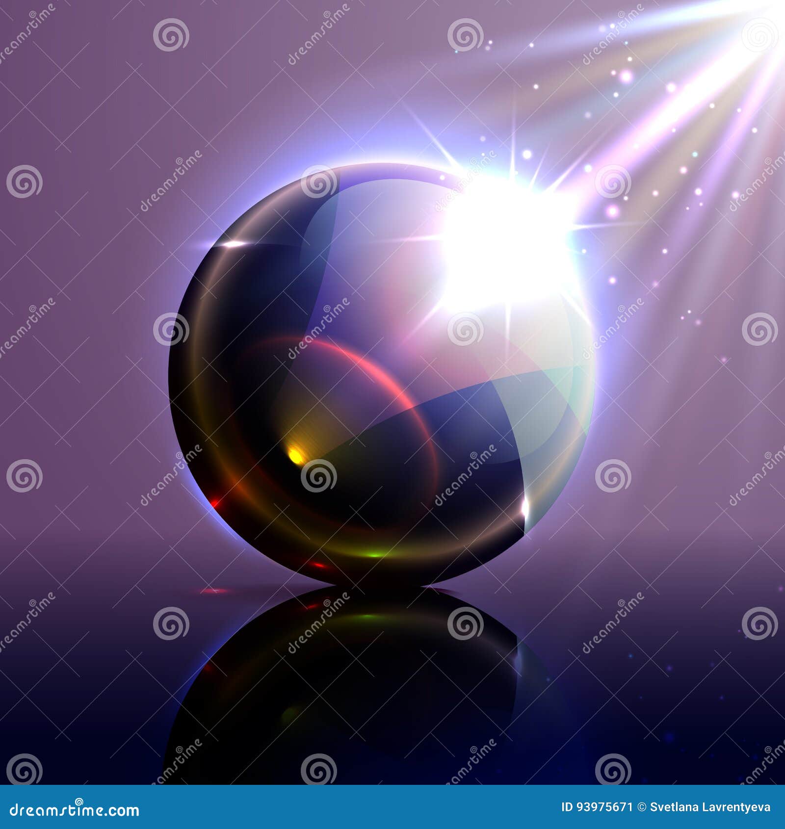 Vector Glaskugel Mit Reflexion Auf Einem Dunklen Hintergrund Vektor ...