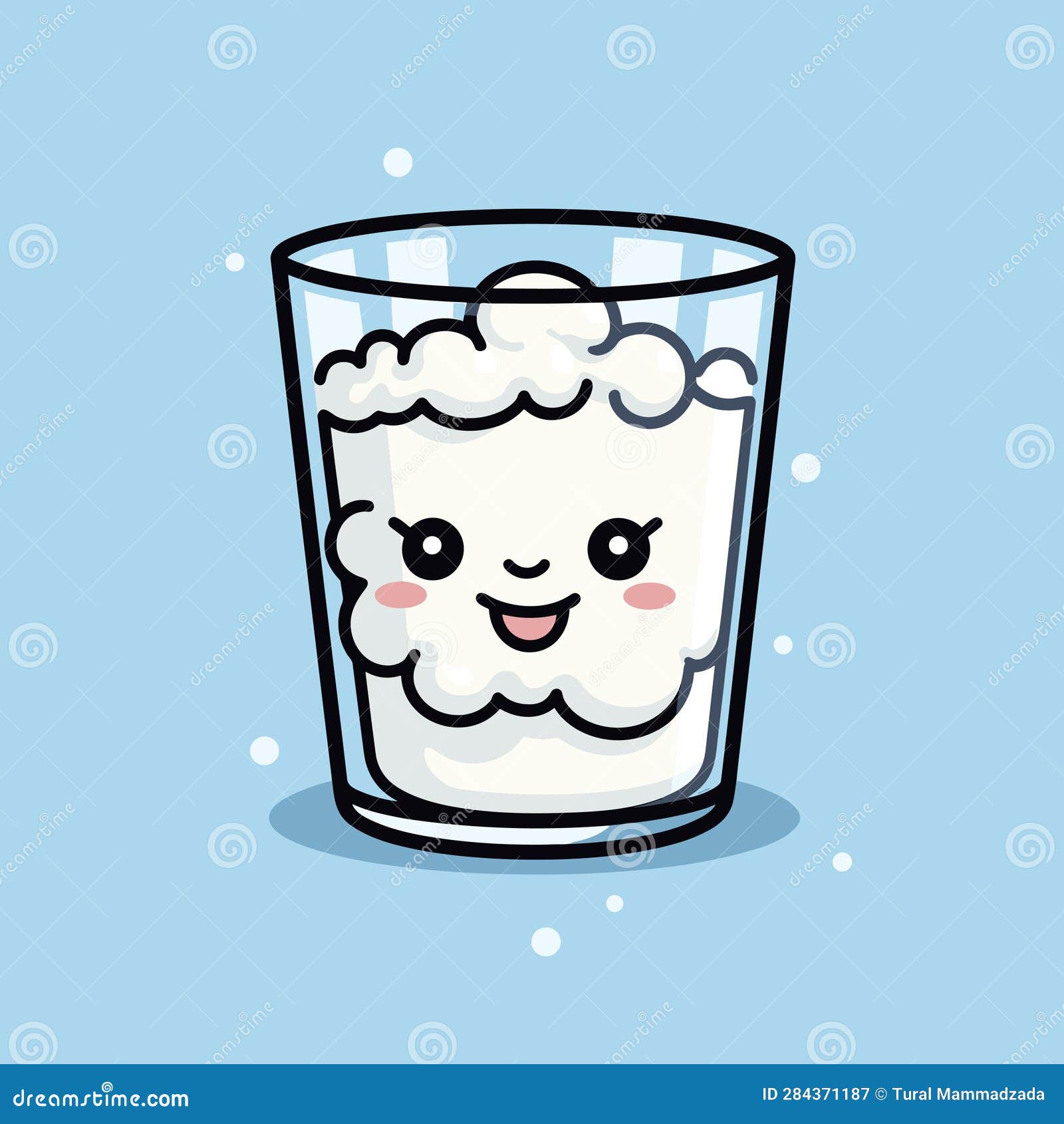 Vector of a Glass of Milk with a Cute Smiley Face Drawn on it Stock ...