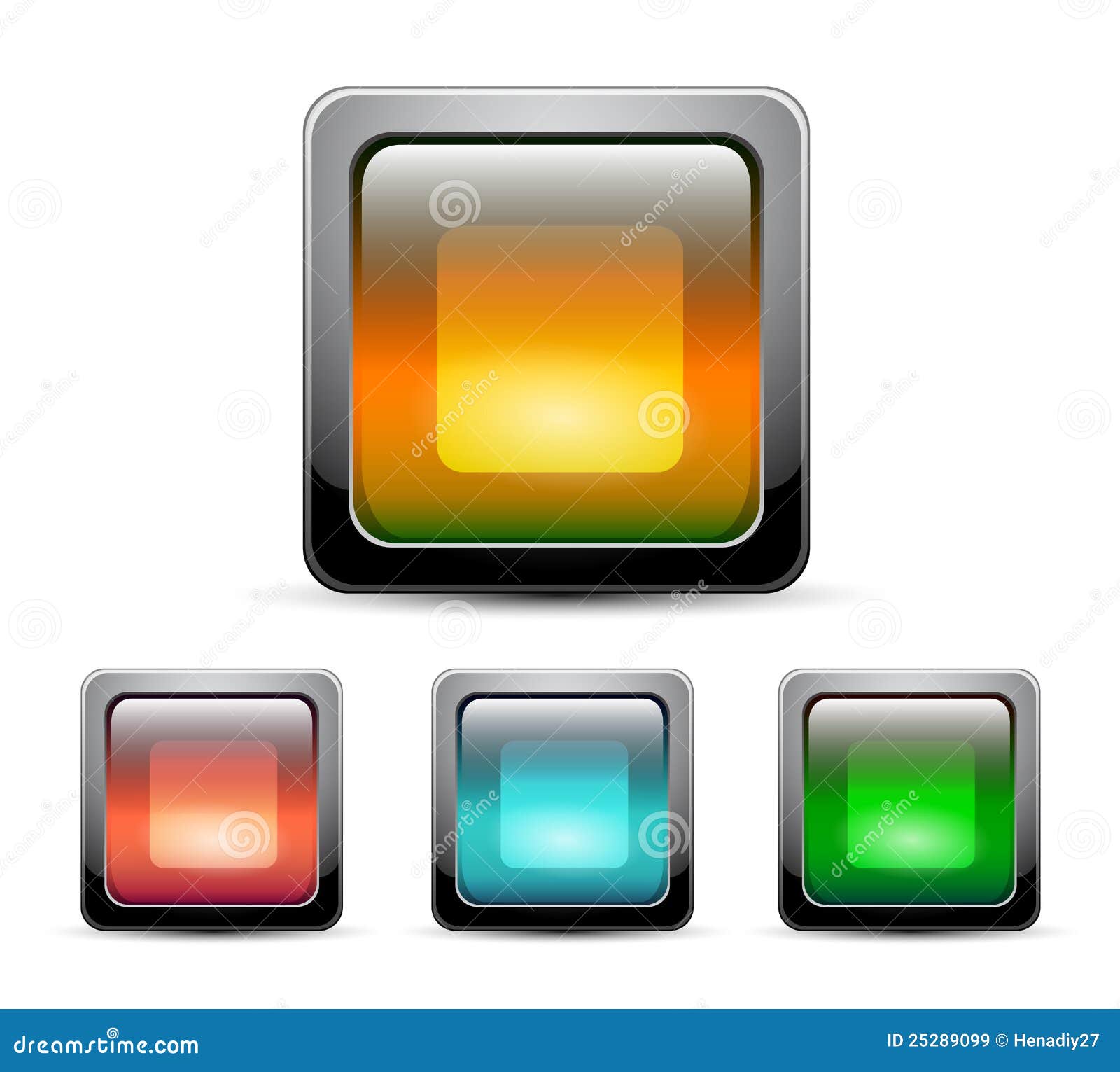 Vector Glass Square Buttons with Gray Frame Stock Illustration ...