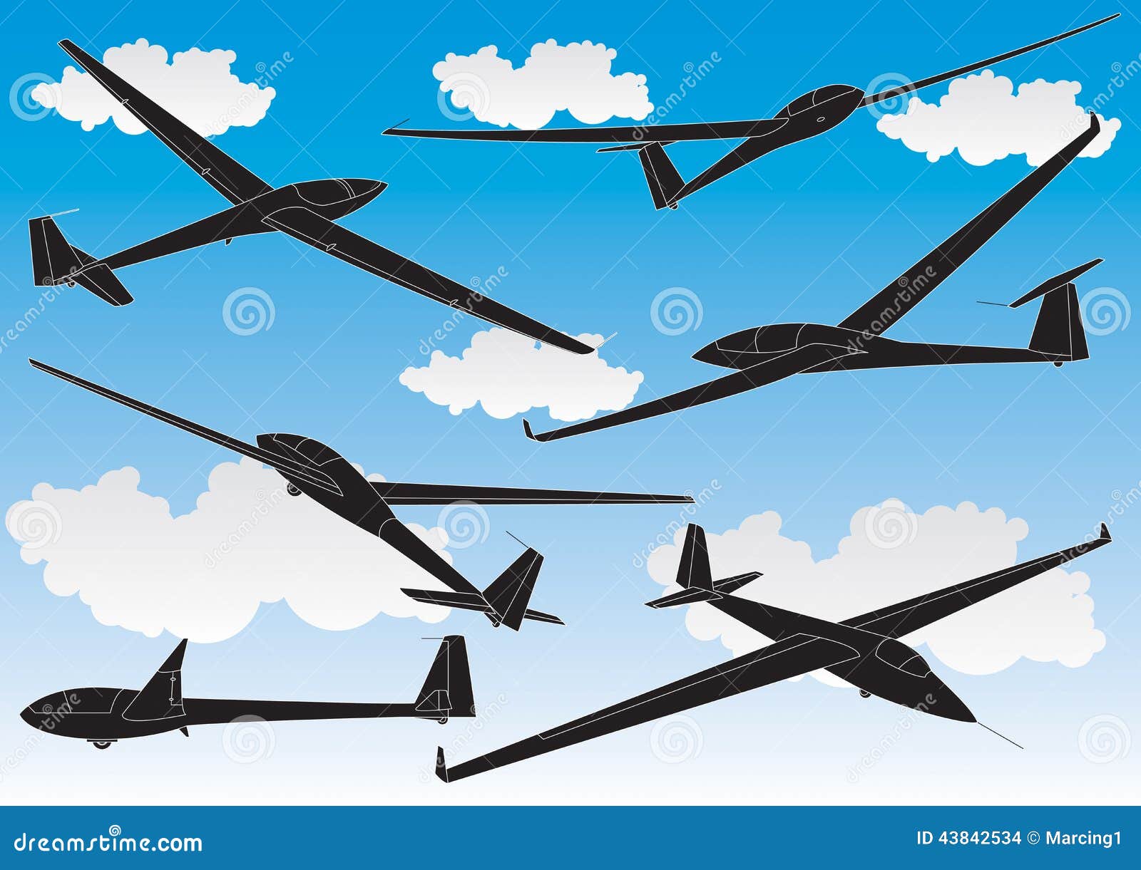 Vector Gliders Outlines Set Stock Vector - Illustration of aeroplane ...