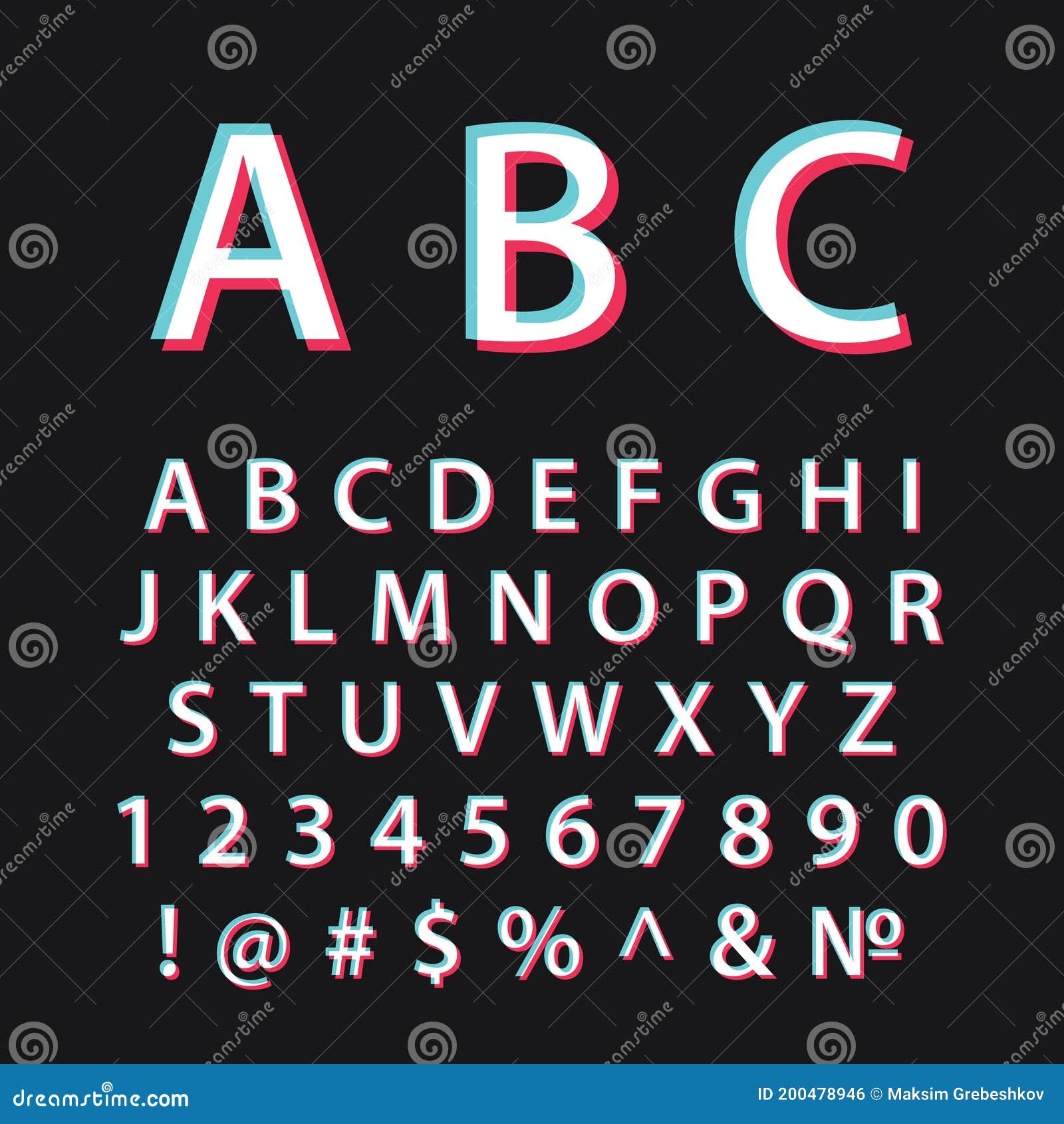 Vector Glitch Alphabet. Modern Social Media Font Stock Illustration ...